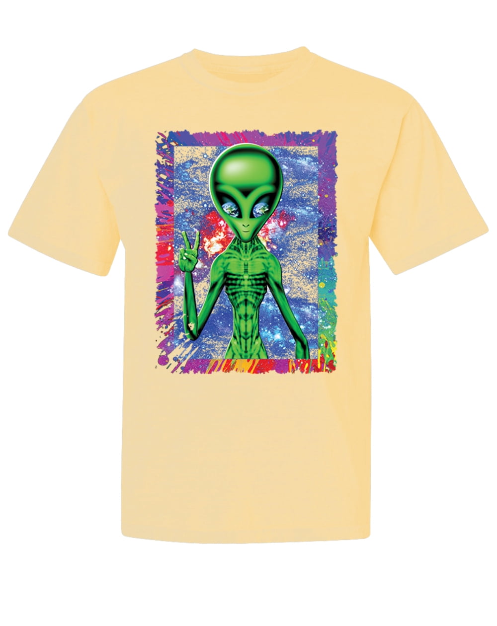Wild Bobby, Trippy Alien in Space Peace Hand, Streetwear, Garment-Dyed ...