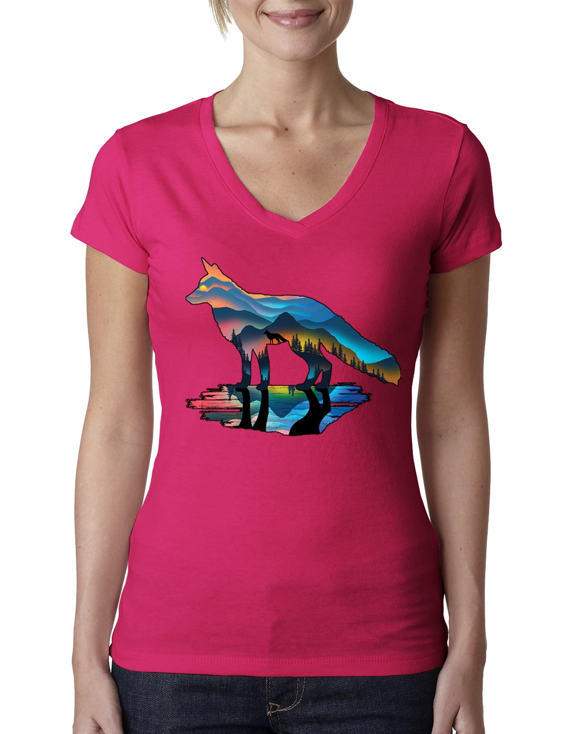 Wild Bobby, Trippy California Rainbow Neon Wolf Mountain Silhouette ...