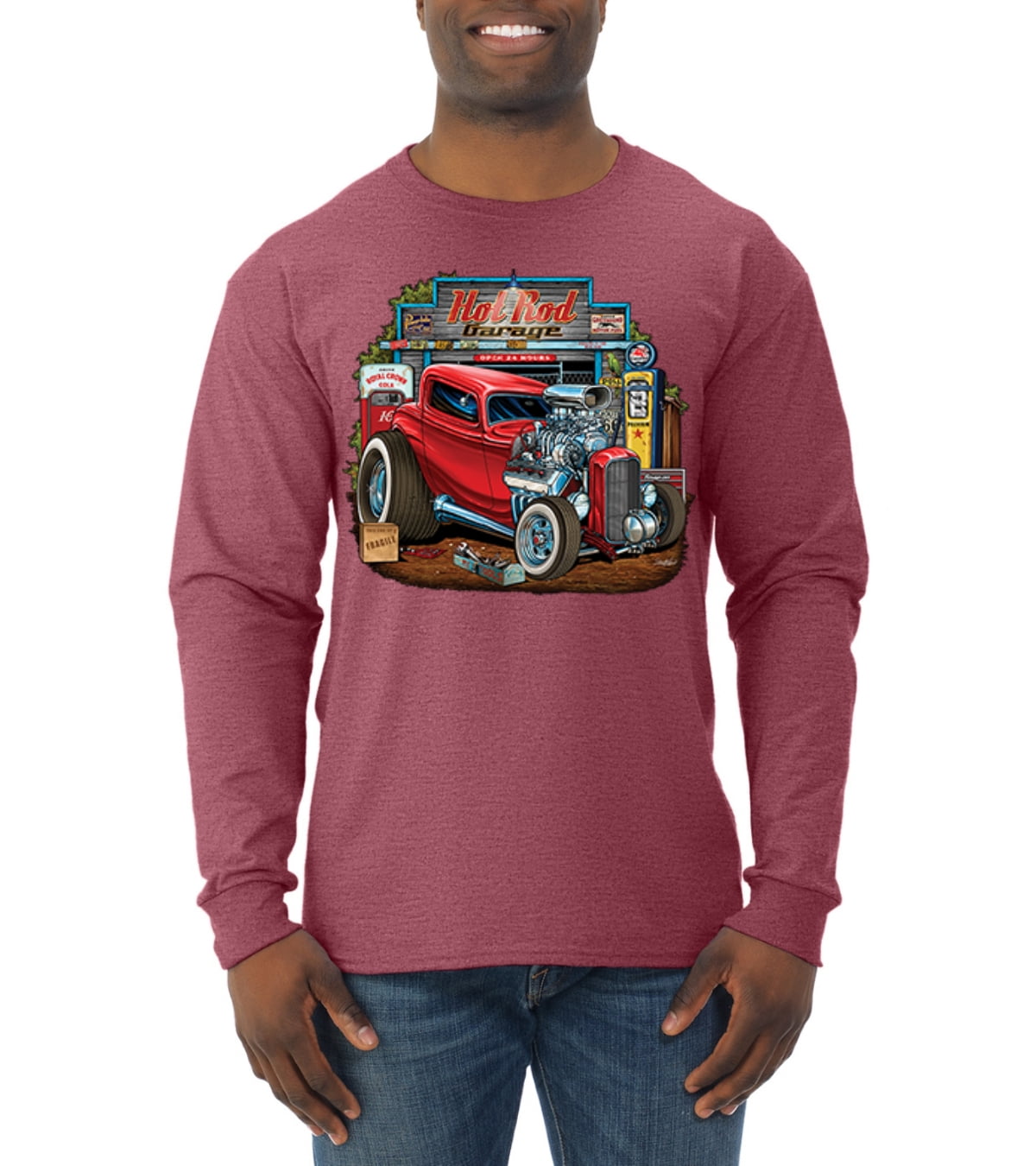 Wild Bobby, Vintage Hot Rod Old Garage Cars and Trucks Mens Long Sleeve ...