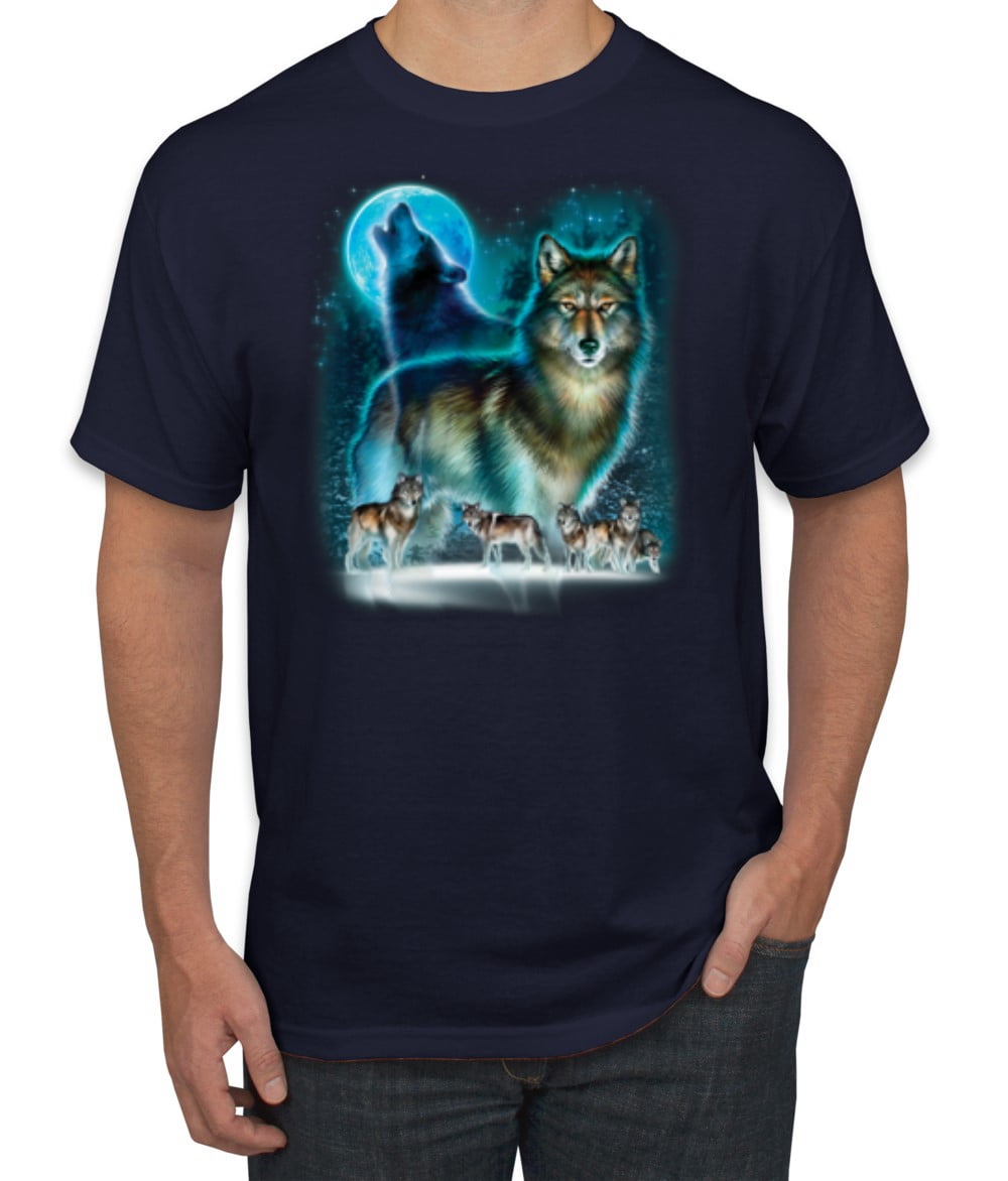 Wild Bobby, Wolf Howling At the Full Moon Wolf Pack Animal Lover Men's ...