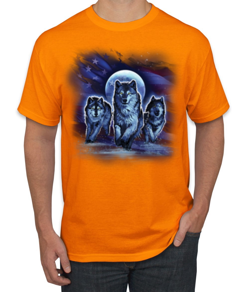 Wild Bobby, Wolfpack Running At Night Moon American Flag Animal Lover ...