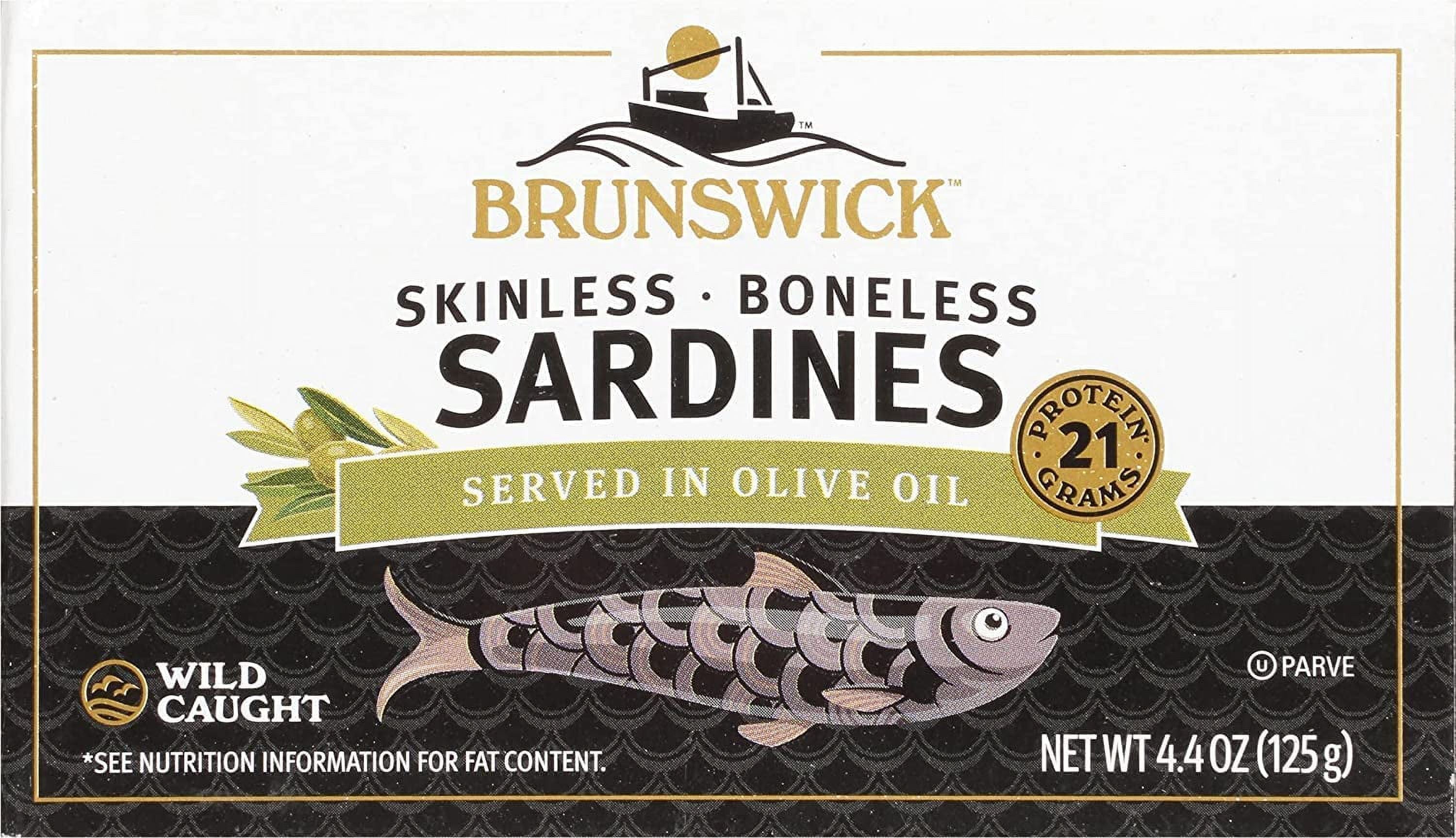 Wild Caught Skinless and Boneless Sardines, Served in Olive Oil, 4.4 ...