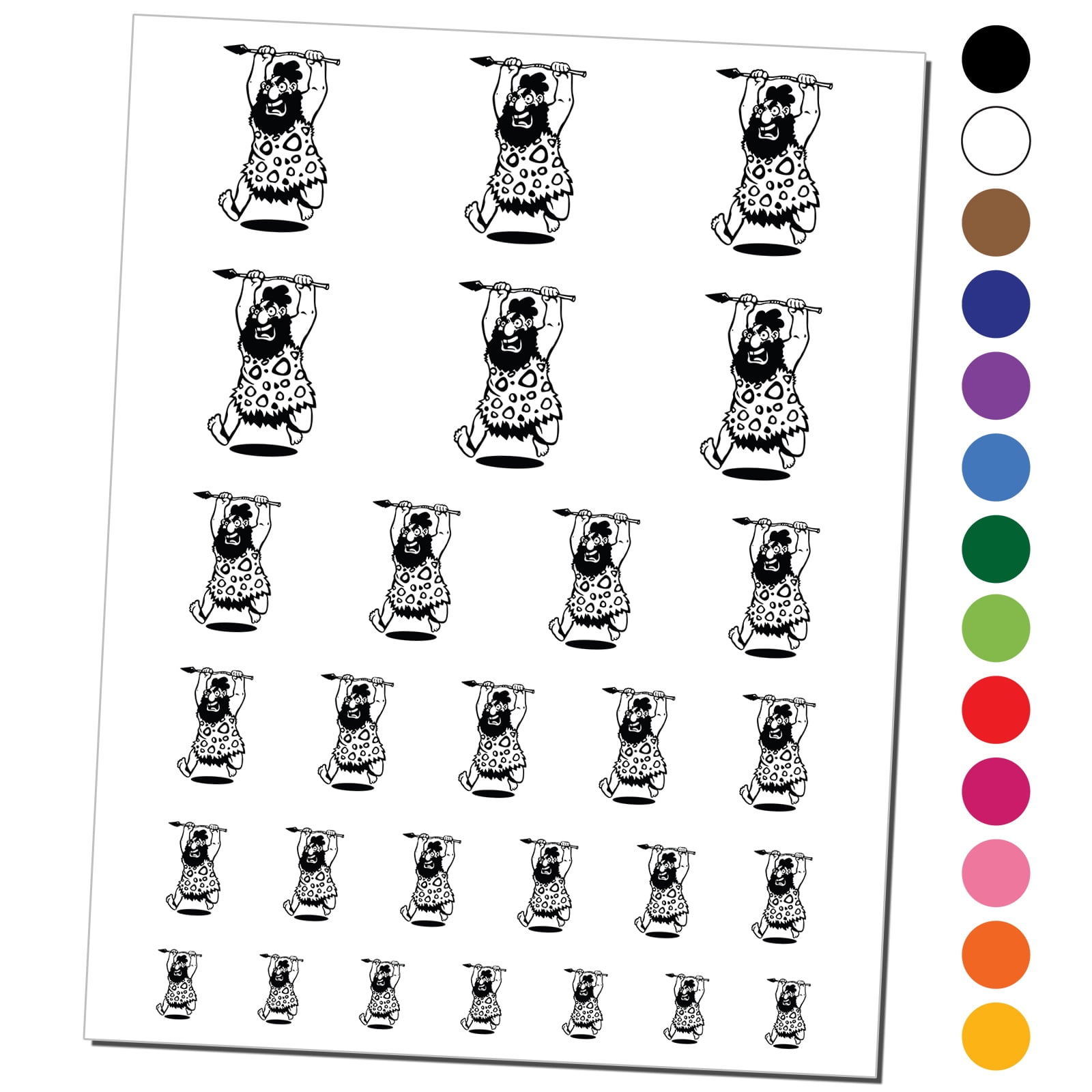 Wild Caveman Neanderthal Running with Spear Water Resistant Temporary ...