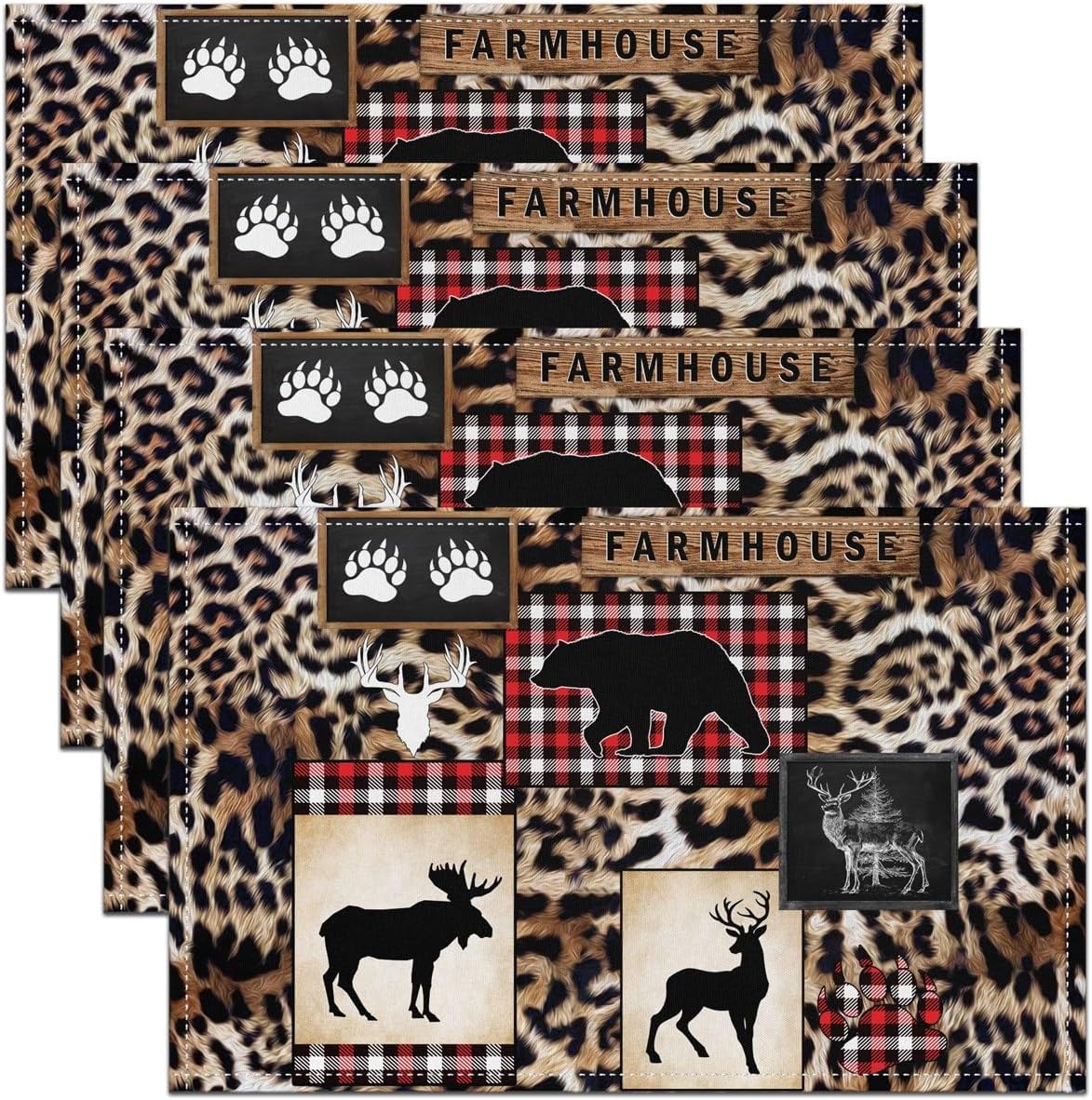 Wild Cheetah Print Place Mats for Kids Adults,Jungle Advanture Deer ...