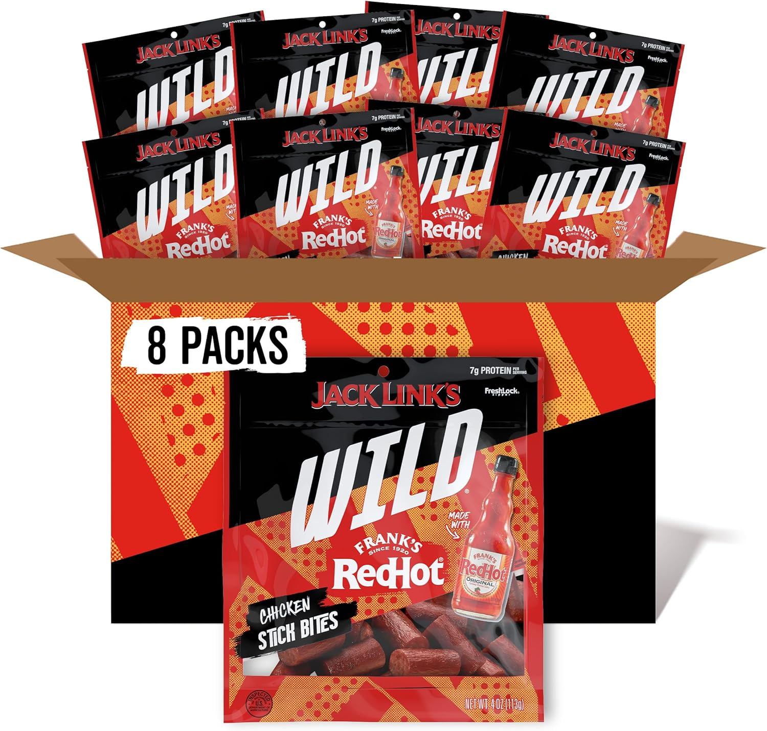 Wild Chicken Stick Bites Made with Frank's RedHot Flavor, Mini Meat ...