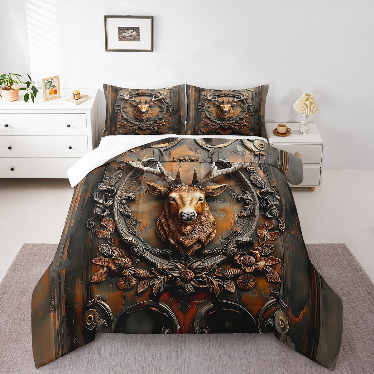 Wild Deer Comforter Set Hunting Gifts For Men, Deer Hunter Bedding ...