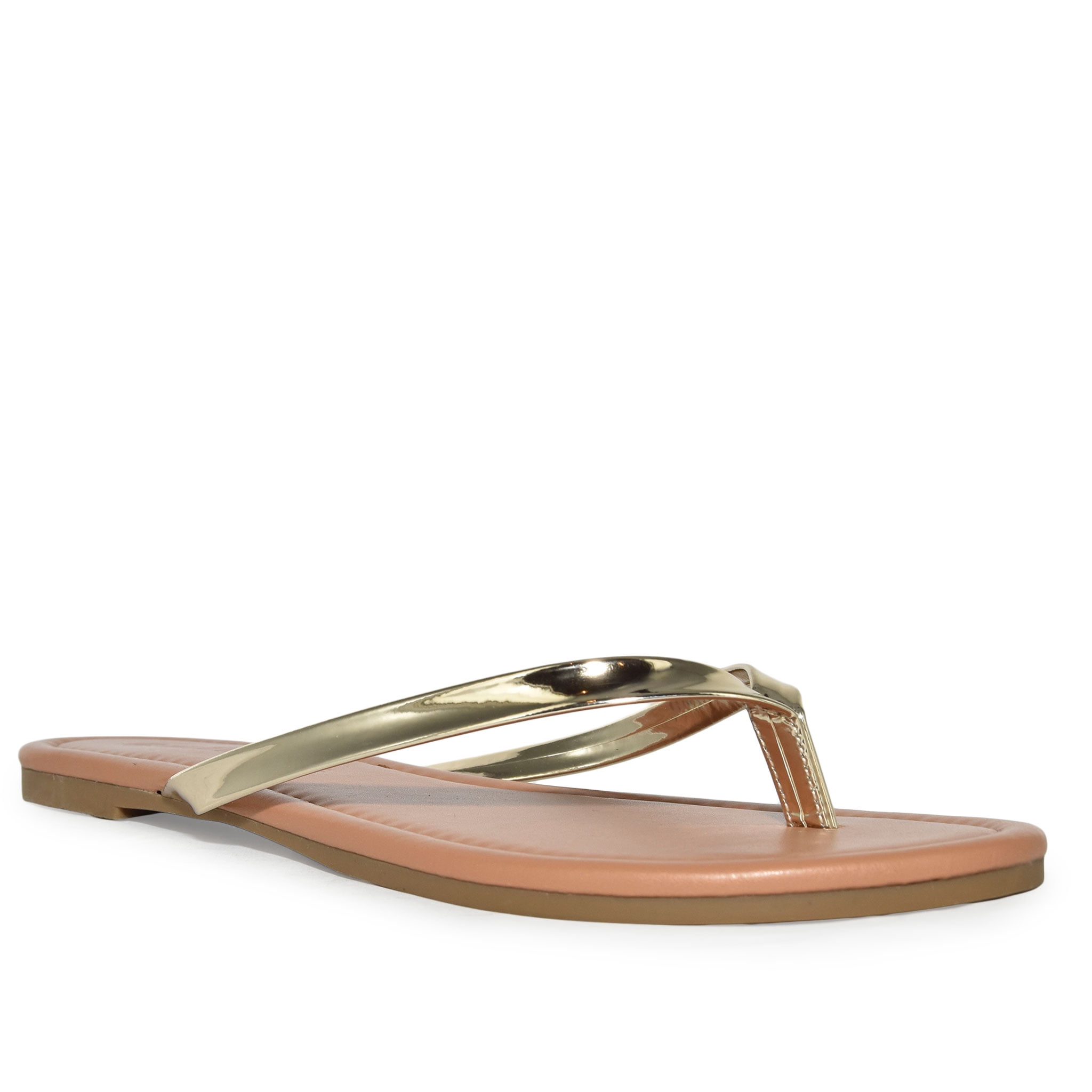Wild Diva Classic Faux Patent Strap Leather Almond Toe Flip Flop Thong ...