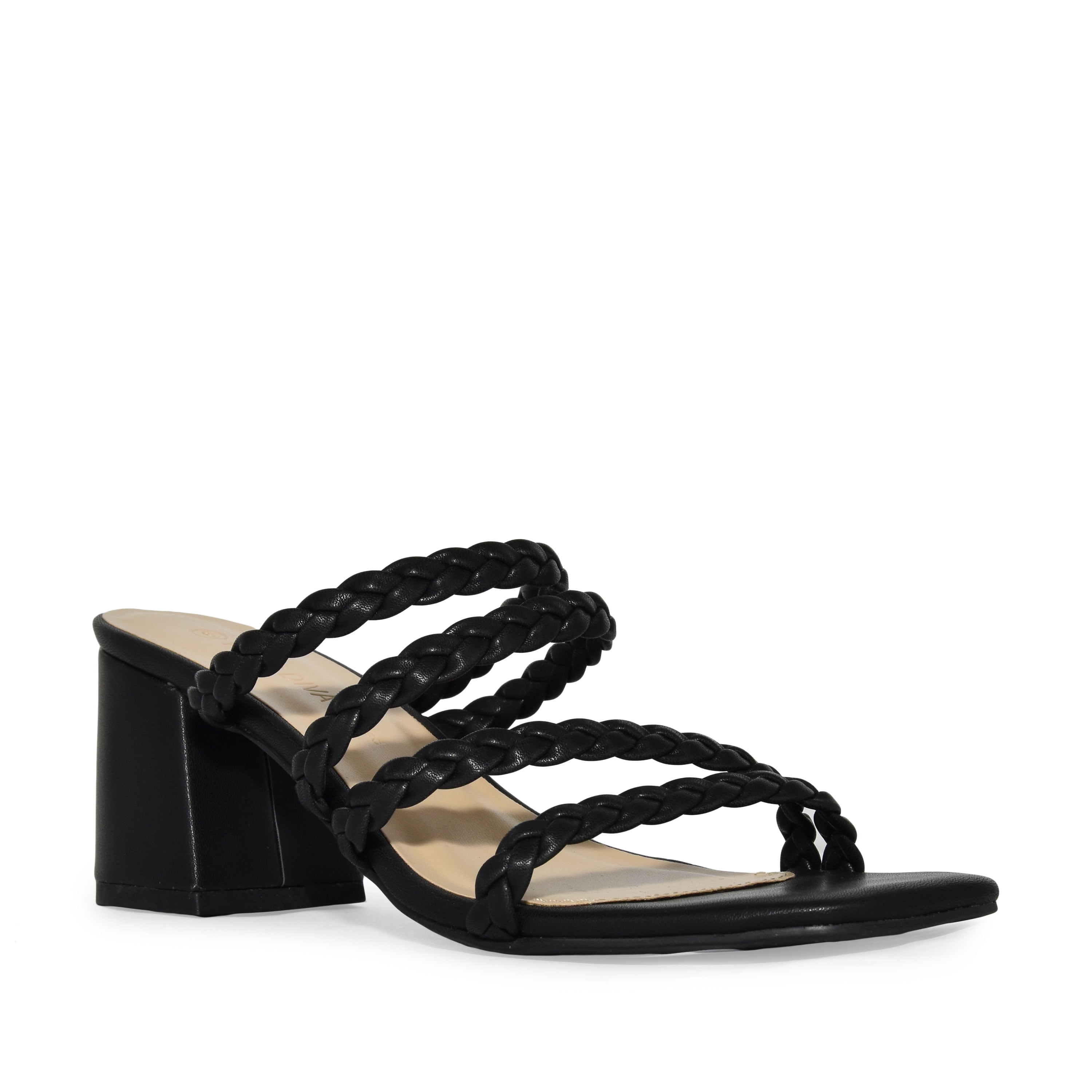 Wild Diva Strappy Braided Square Toe Low Chunky Block Heel Sandals ...