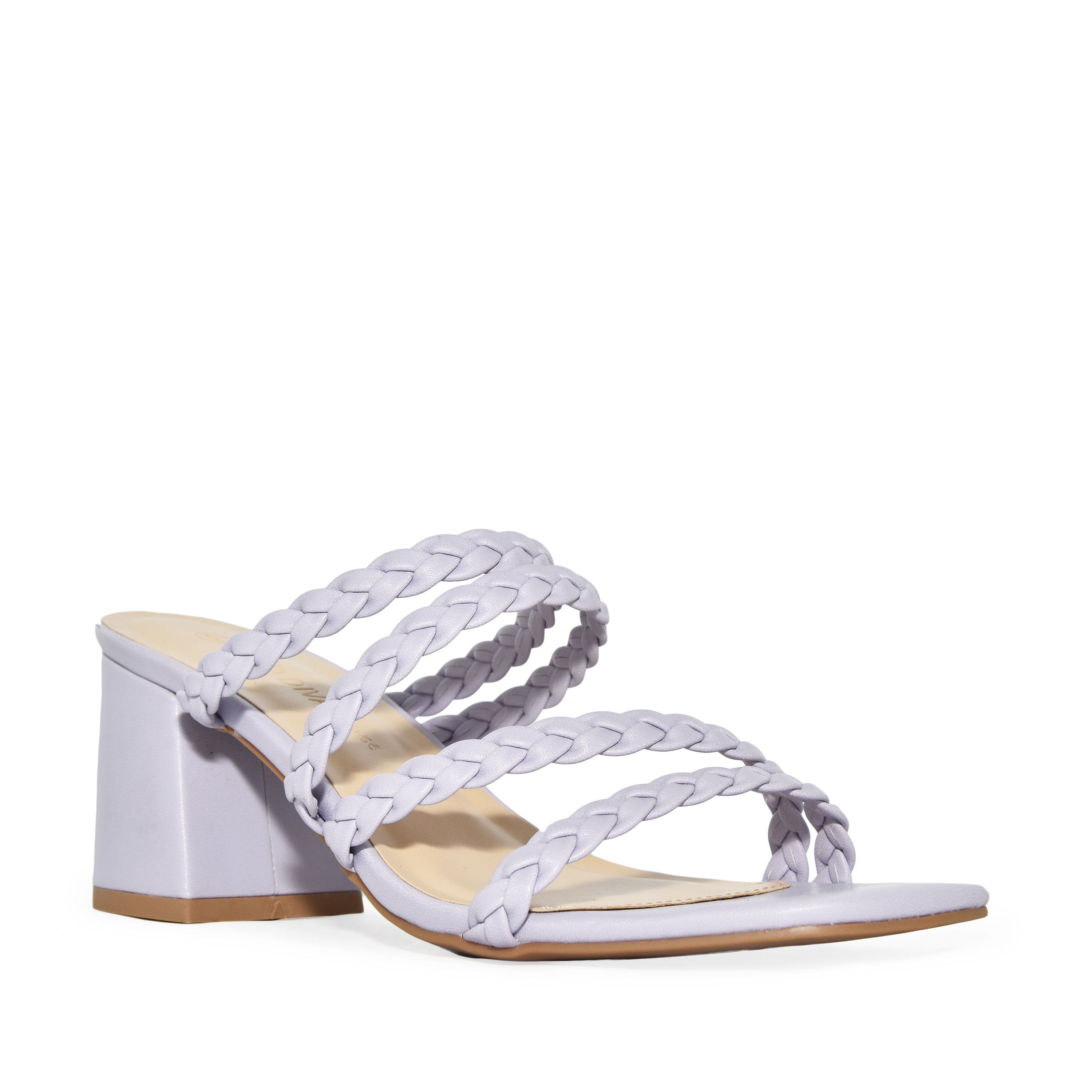 Wild Diva Strappy Braided Square Toe Low Chunky Block Heel Sandals ...