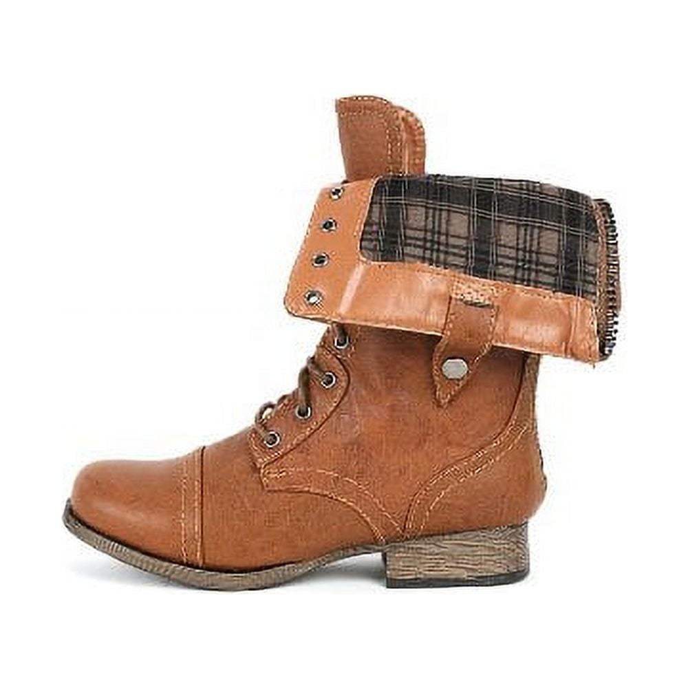 Wild Diva Women Jetta-25F Lace Up Combat Military Boots With Foldable ...