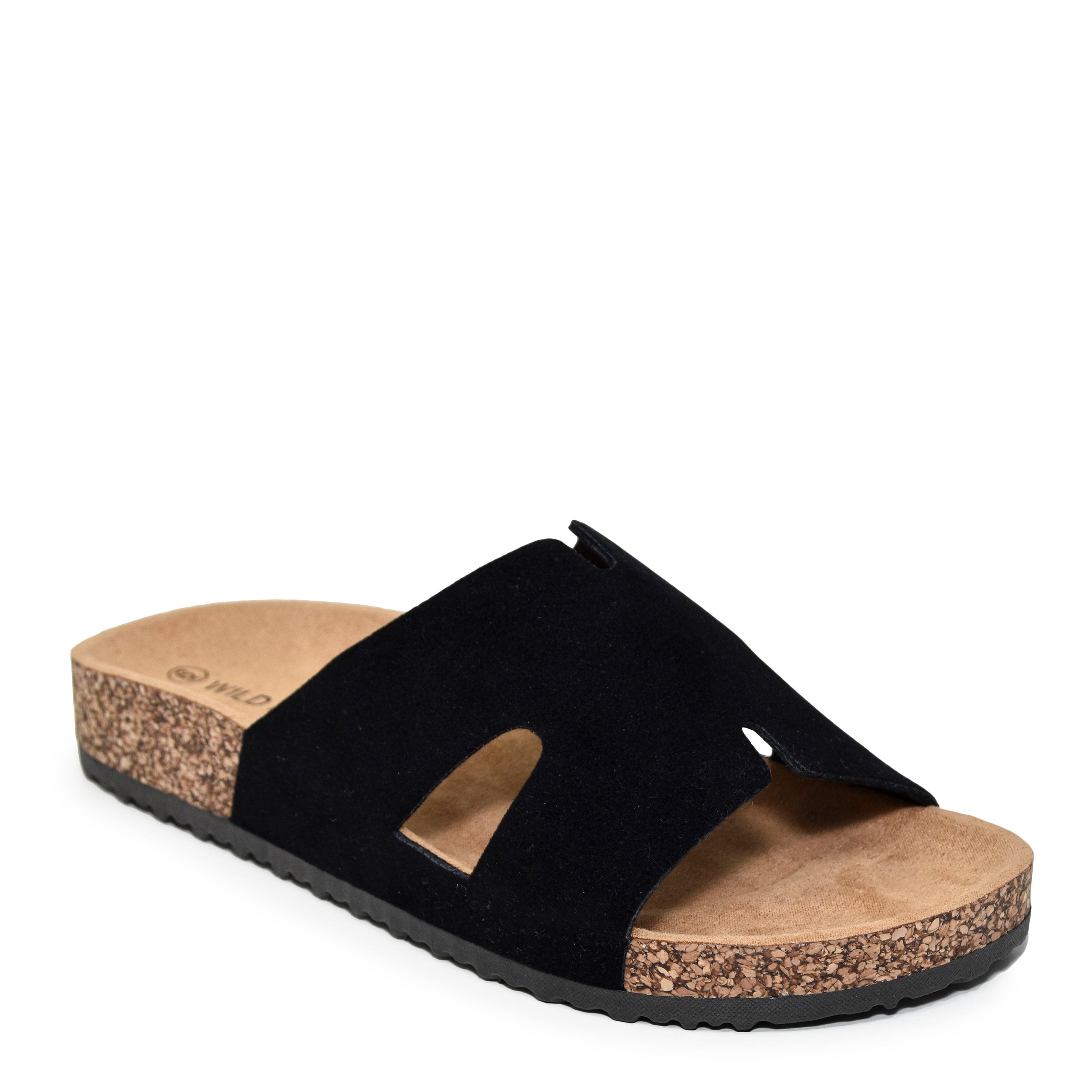 Wild Diva Women's Cork Resort Slip On Slide Sandals (Black, 6 ...