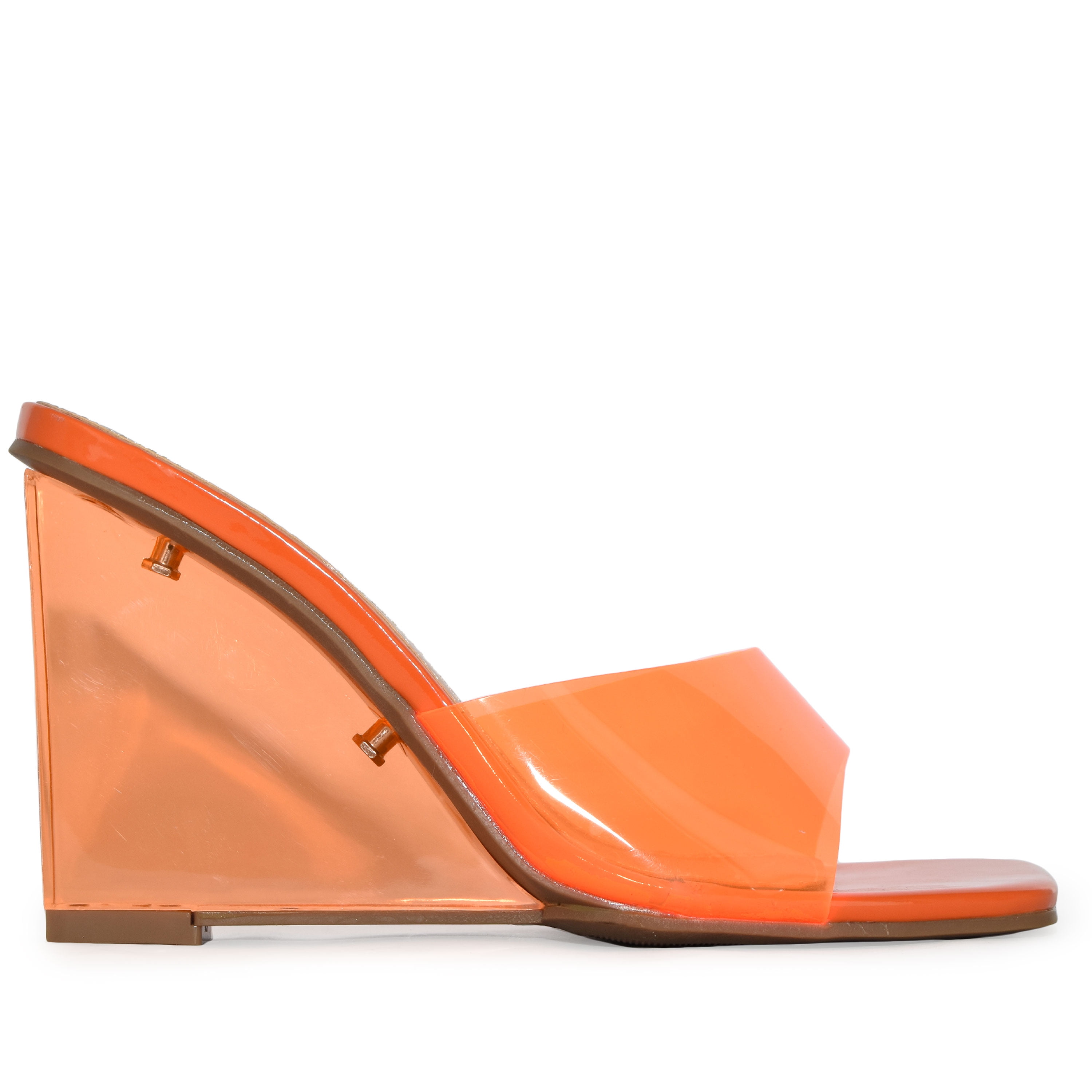 Wild Diva Women's Modern Clear Strap Open Square Toe Lucite Wedge Heels ...