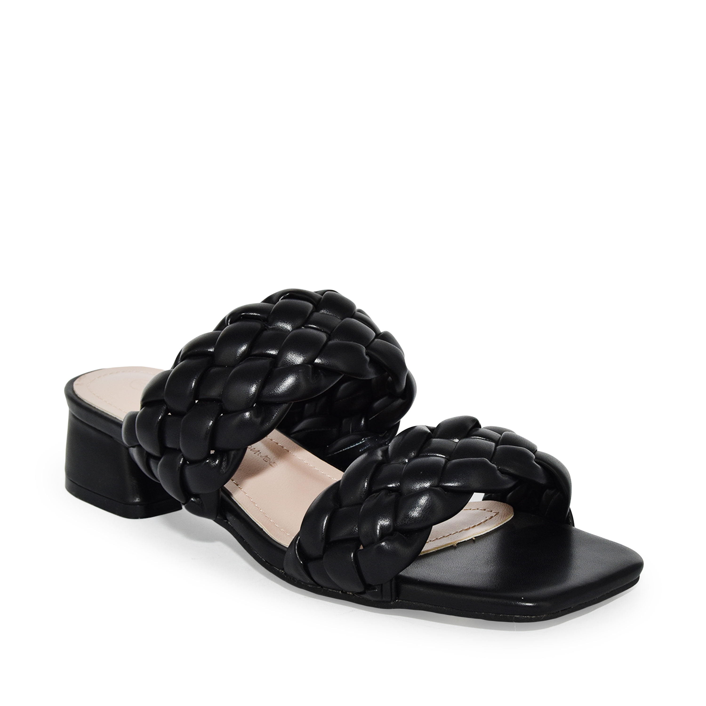 Wild Diva Women's Woven Braided Square Toe Low Block Heel Sandals ...