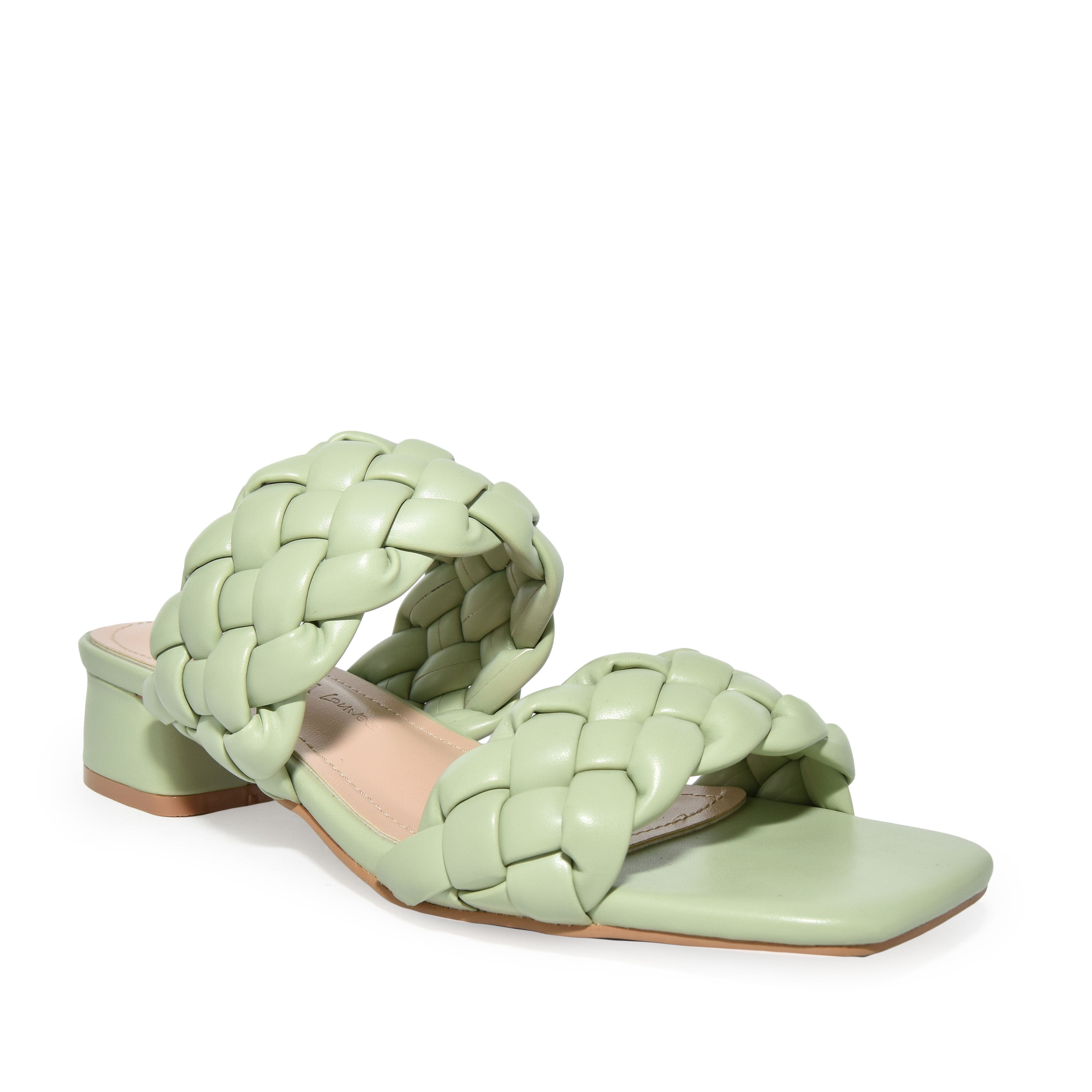 Wild Diva Women's Woven Braided Square Toe Low Block Heel Sandals (Mint ...