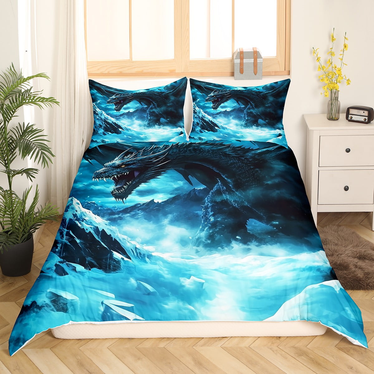 Wild Dragon Kids Bedding Set Full Size Magical Dragon Duvet Cover For ...
