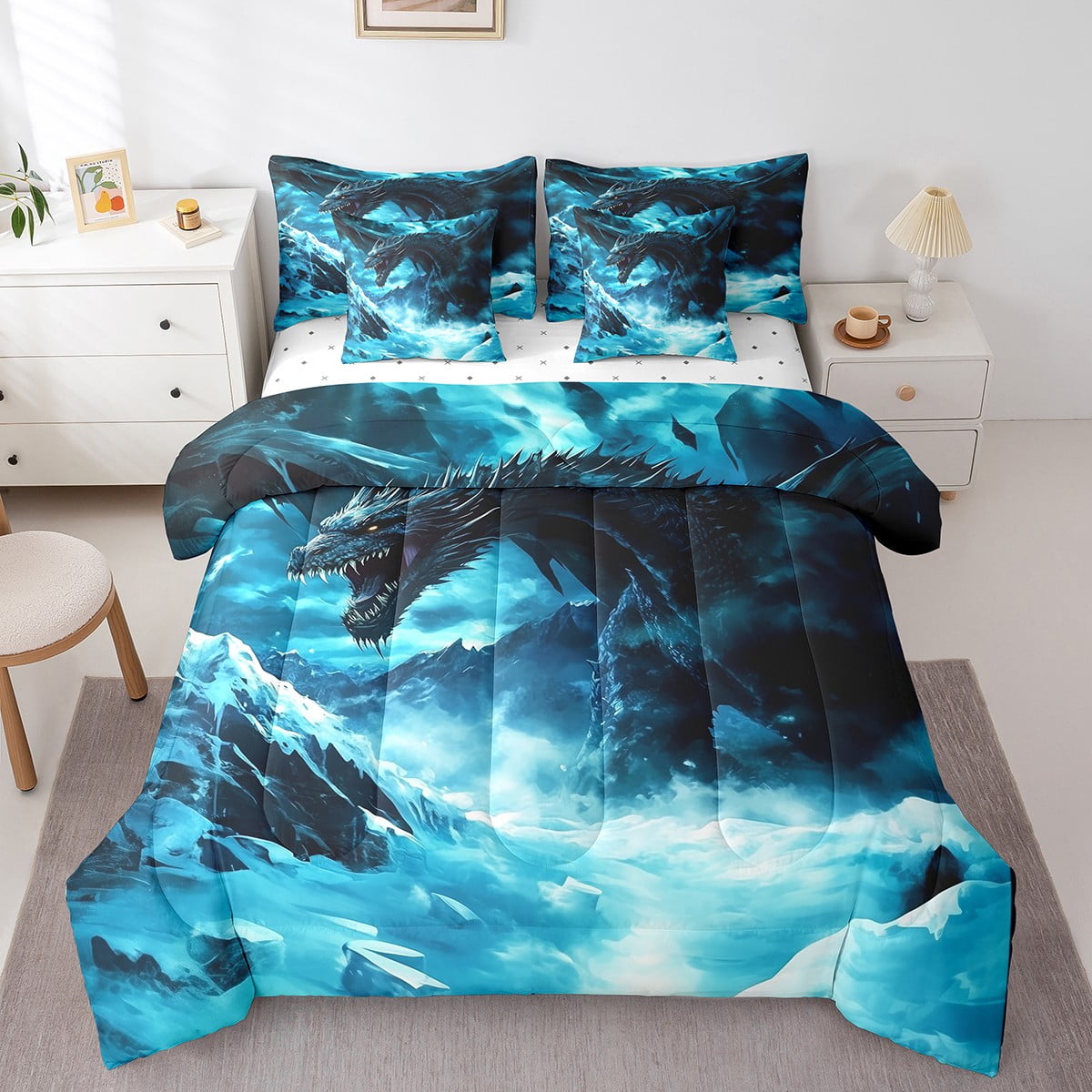 Dragon Queen Comforter Set Magical Dragon Bed In A Bag 7 Pieces For ...