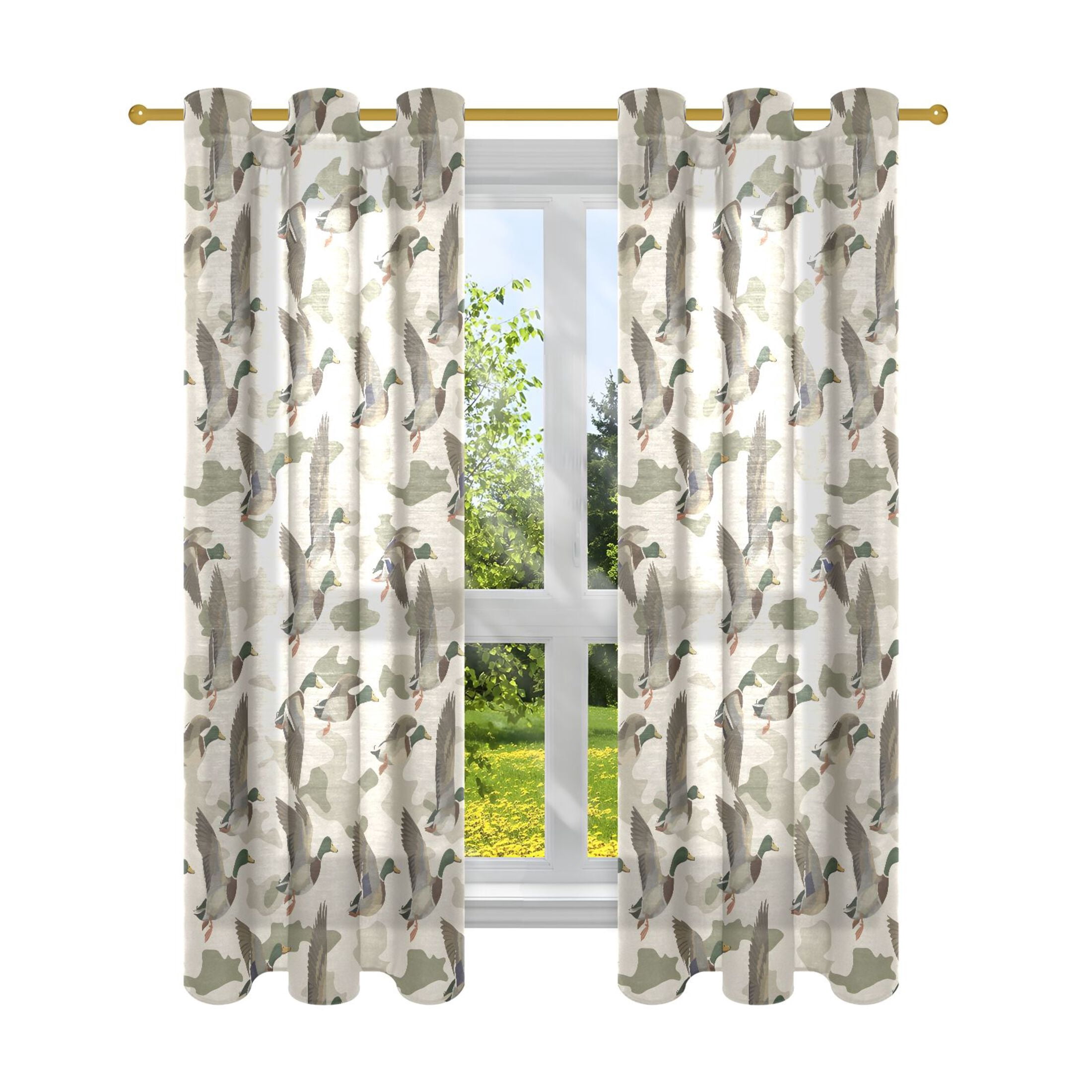 Wild Ducks Flying Sheer Curtains 2 Panels Set Grommet Drapes for ...