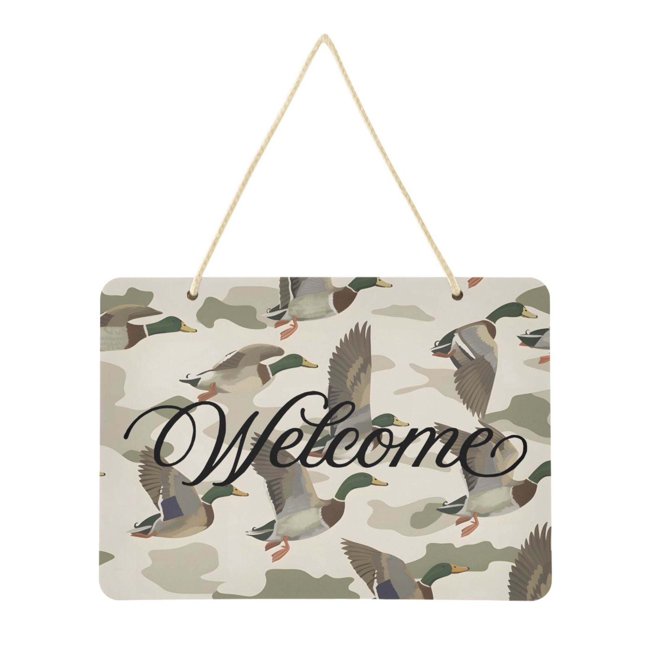 Wild Ducks Flying Welcome Sign Front Door PVC 14x10 inch Hanger Hello ...