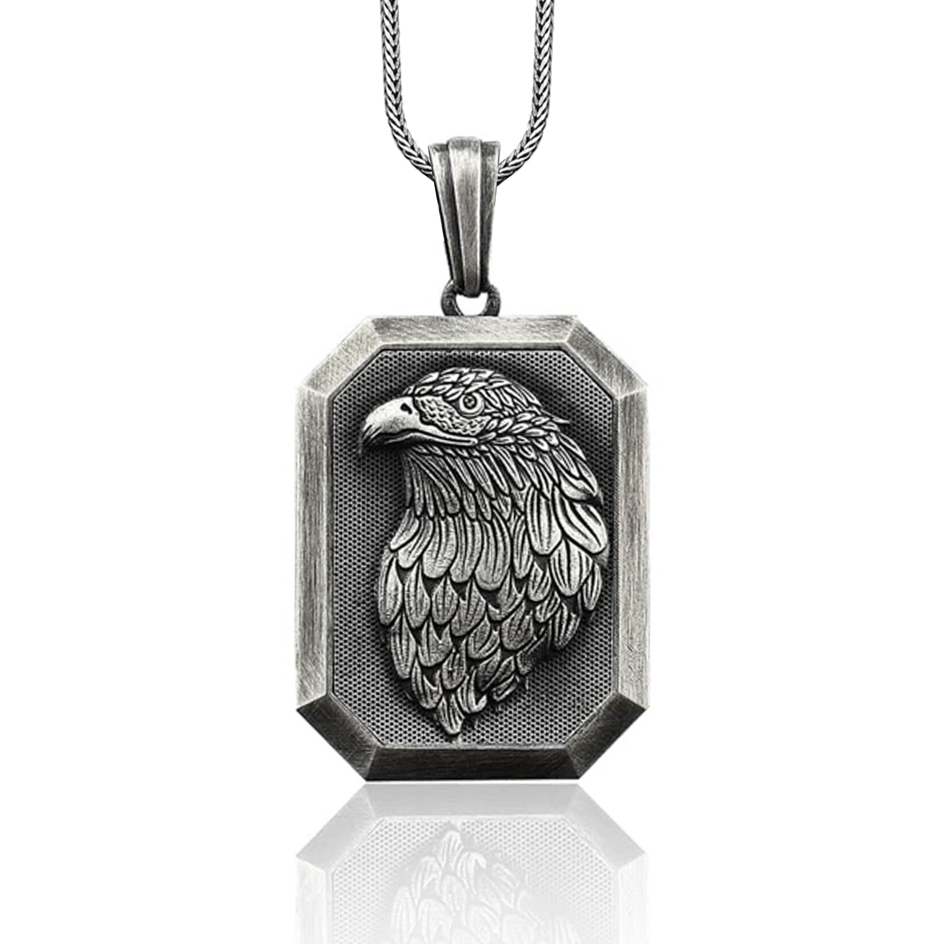 Wild Eagle Man Silver Pendant, Personalized Eagle Mens Necklace ...