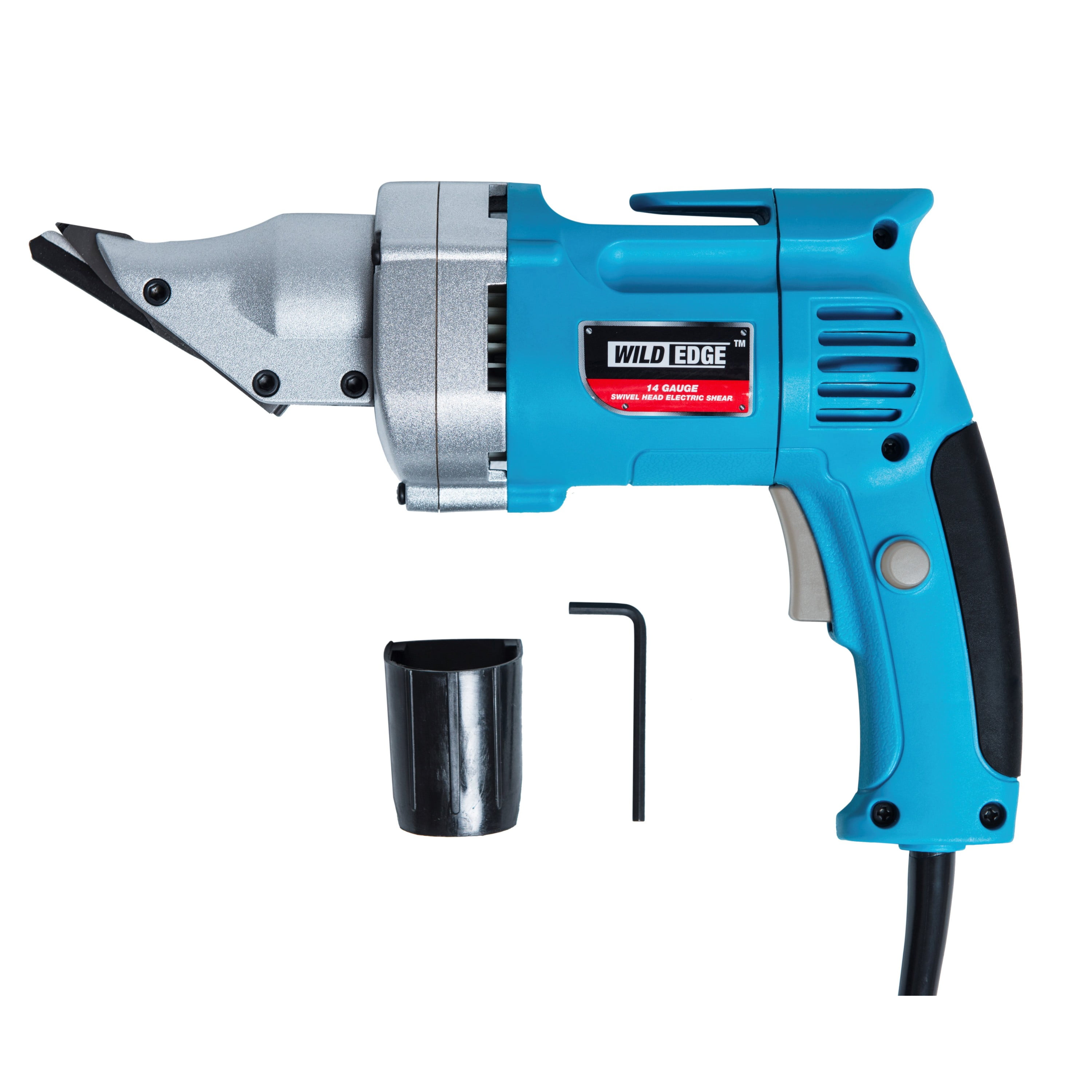 Wild Edge Electric Metal Shear, 14 Gauge 5.0 Amp Variable Speed Swivel ...