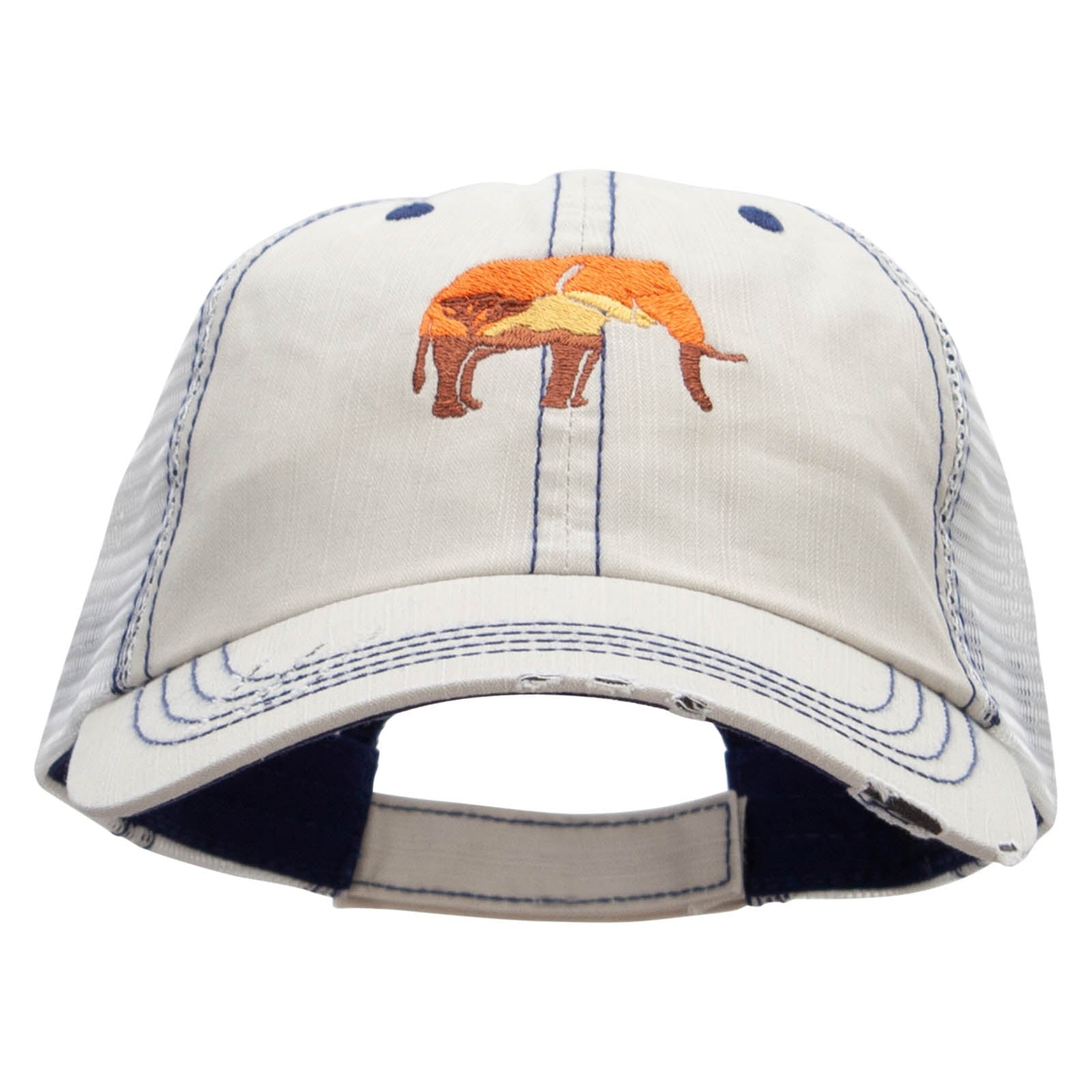 Wild Elephant Embroidered Low Profile Special Cotton Mesh Cap - Putty ...