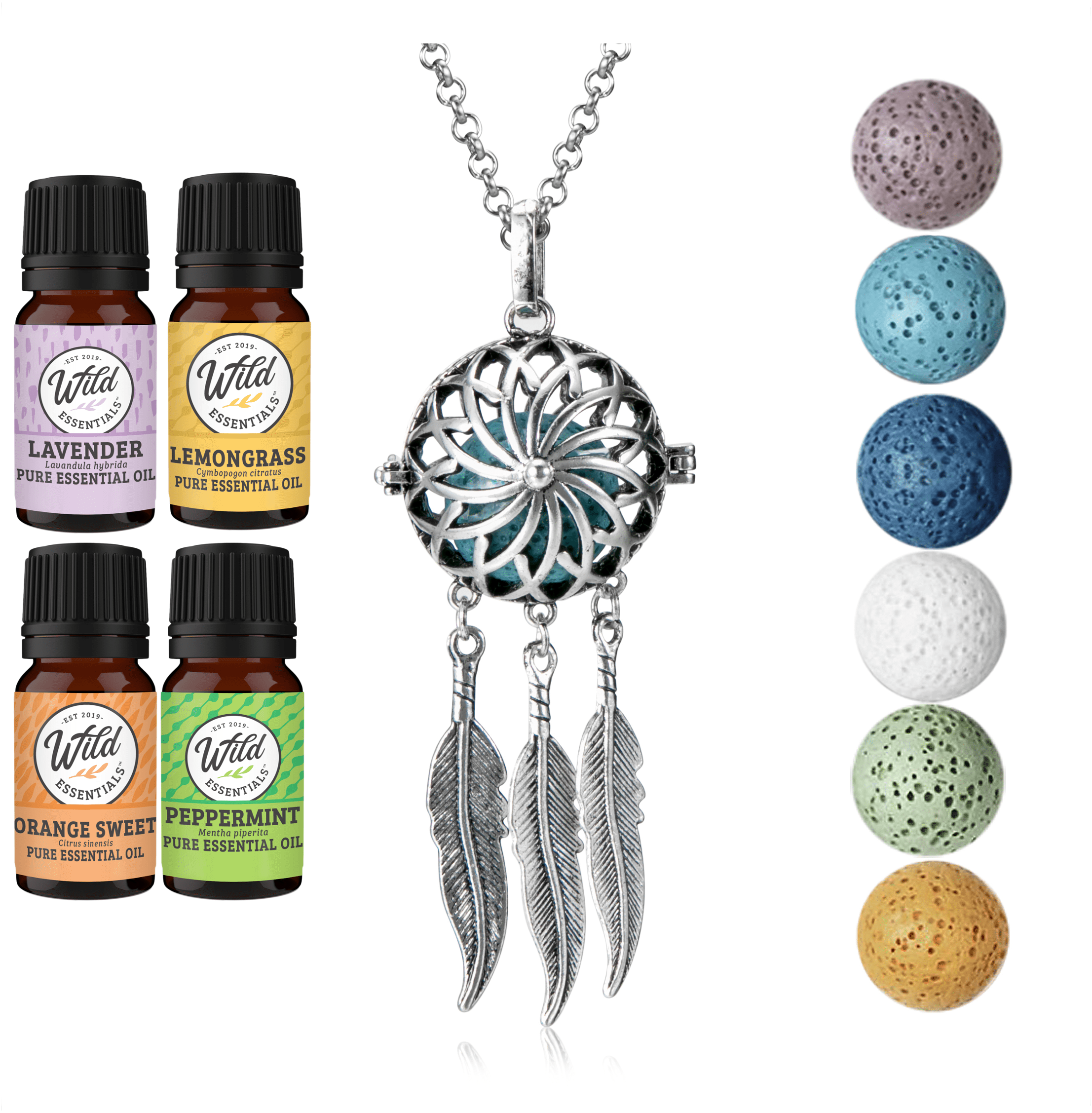 Wild Essentials Dream Catcher Necklace Essential Oil Diffuser Kit with ...
