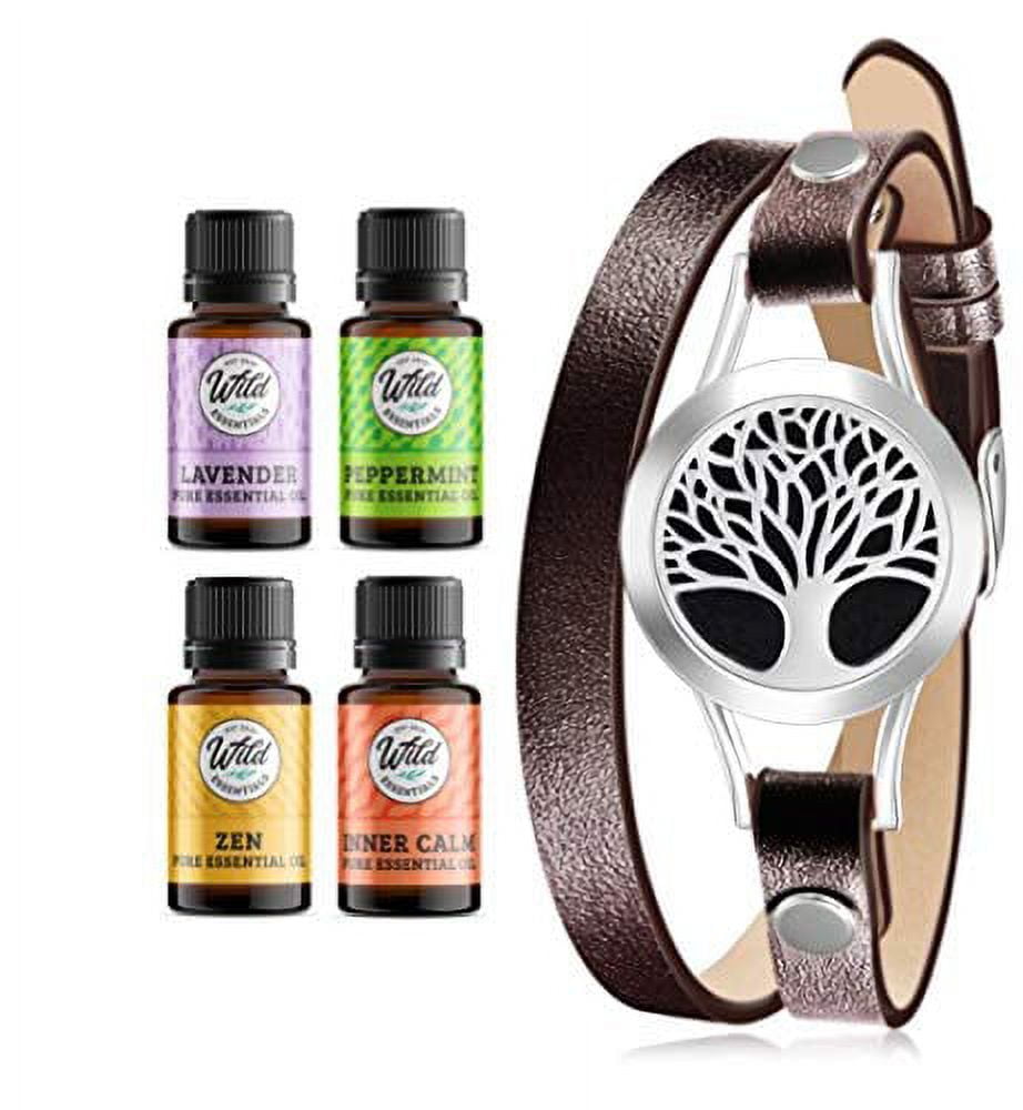 Wild Essentials Tree of Life Essential Oil Leather Wrap Bracelet Diffuser Kit, Gift Set ...