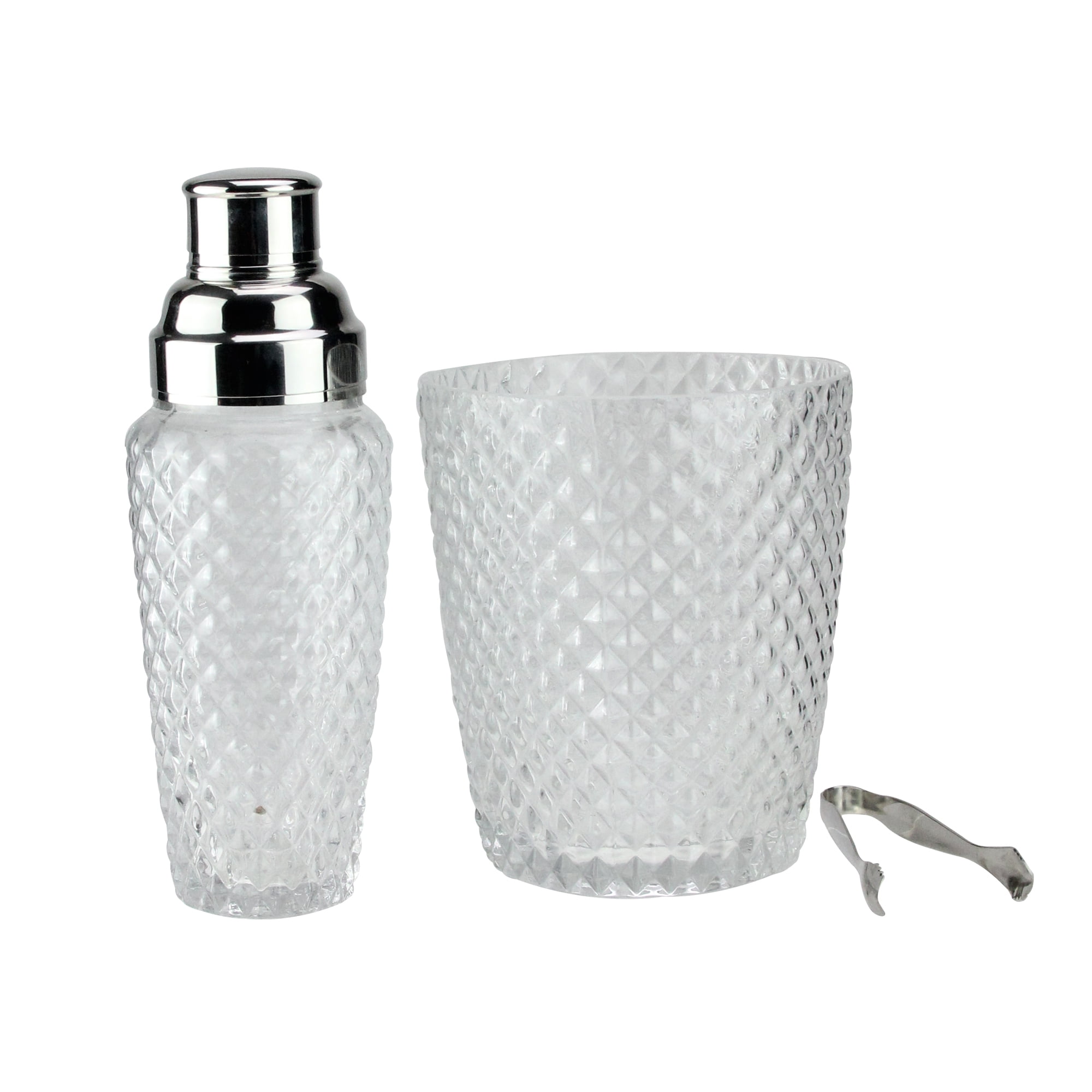 Wild Eye Set of 3 Diamond Cut Handcrafted Clear Cocktail Shaker with ...