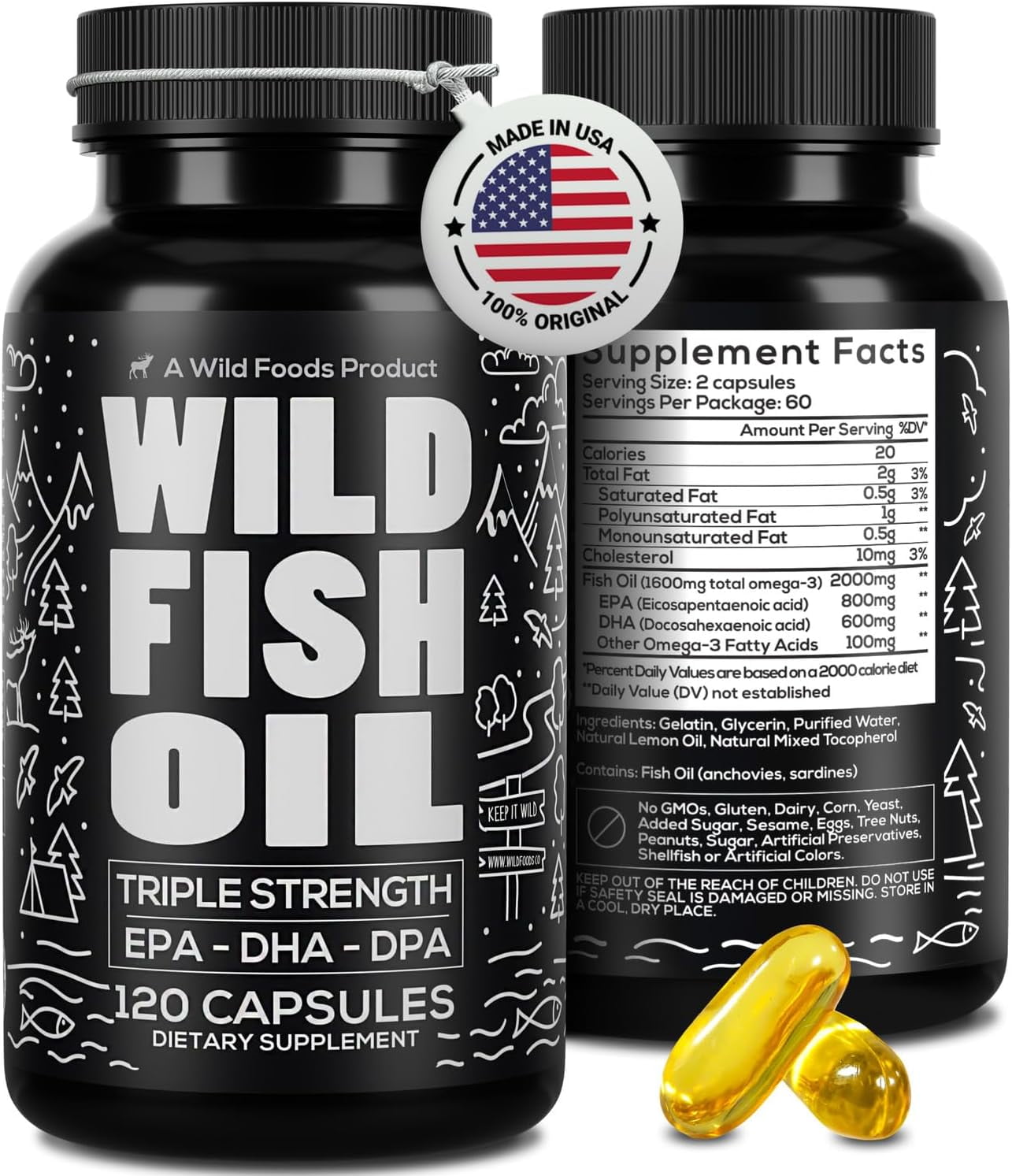 Wild Fish Oil Omega 3 – High Potency with Triglyceride DPA, DHA, EPA ...