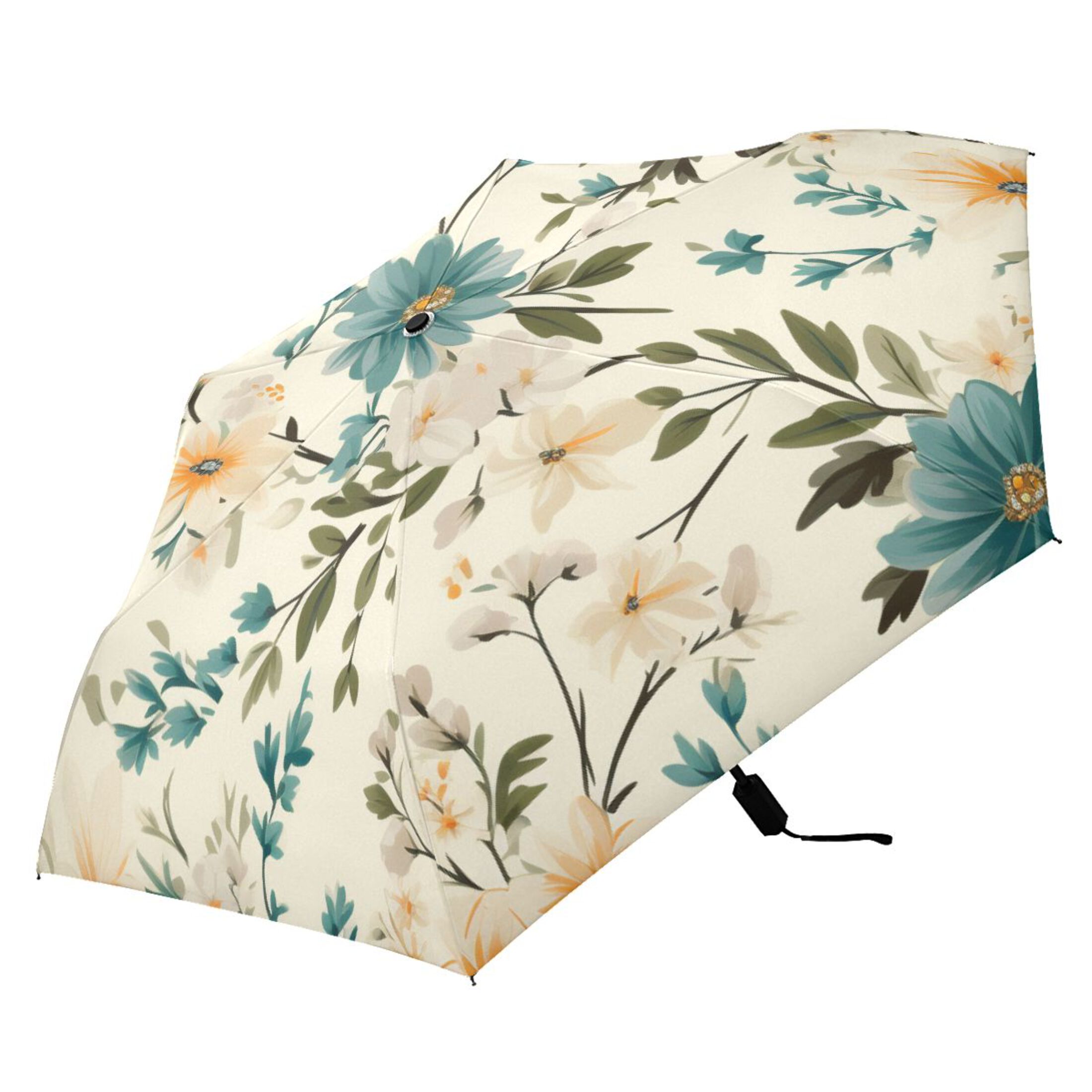 Wild Flower Compact Folding Umbrella for Rain Windproof Travel Umbrella ...