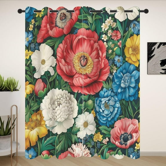 Wild Flower Curtains For Living Room, Nature Botanical Floral Drapes ...