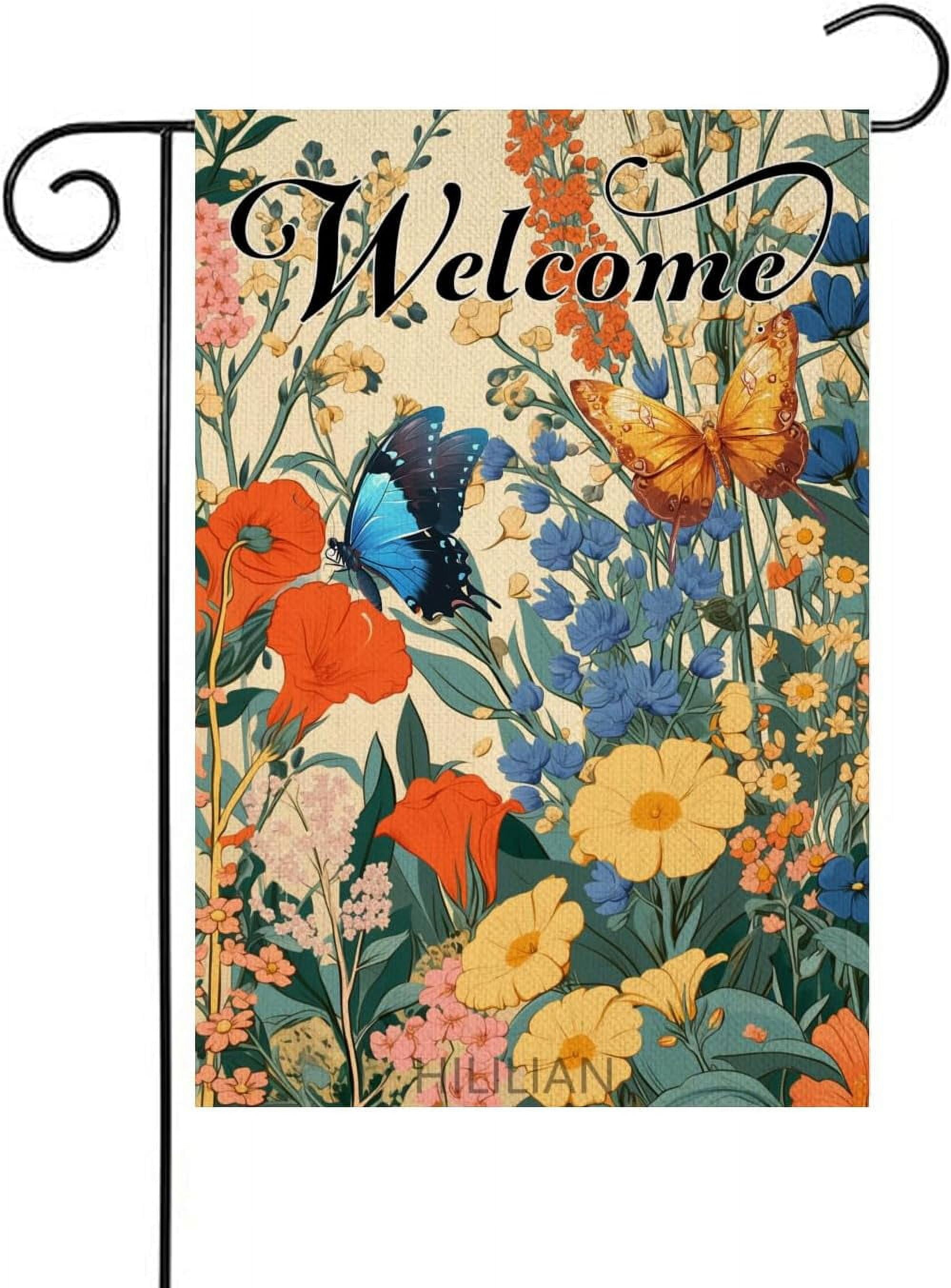 Wild Flower welcome Garden Flag Double Sided, House Yard Outdoor Decor ...
