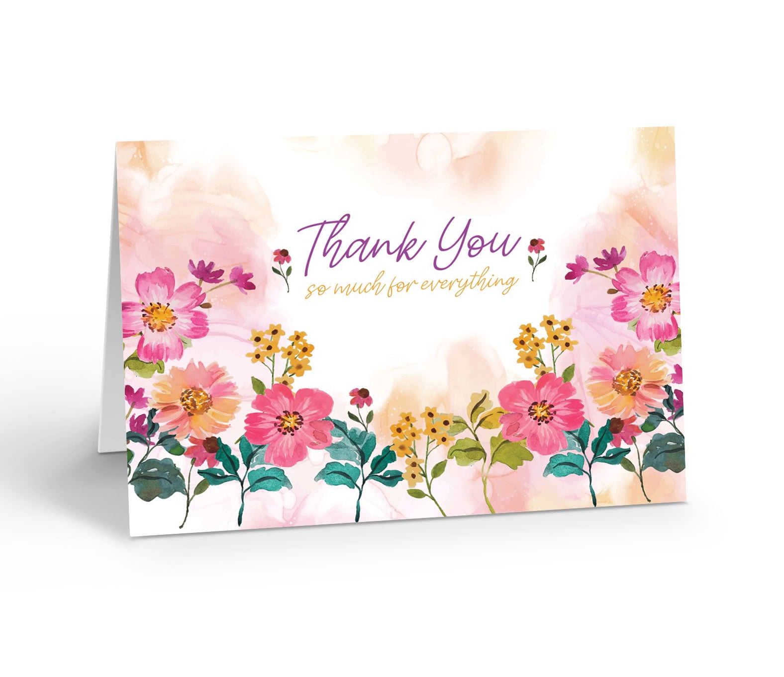 Wild Flowers Thank You Note Cards for Any Occasion - 10 Note Cards with ...