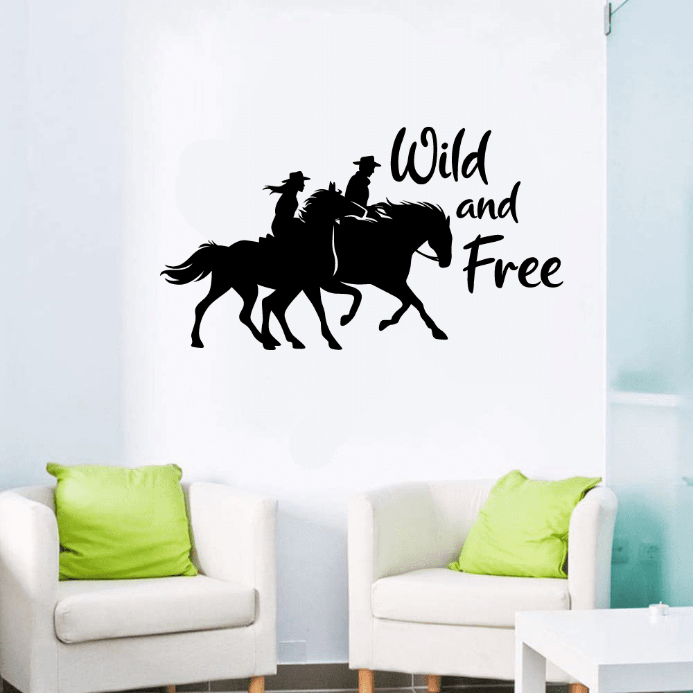 Wild And Free - Cowboy Cowgirl Horse Mare Stallion Silhouette Stallion ...