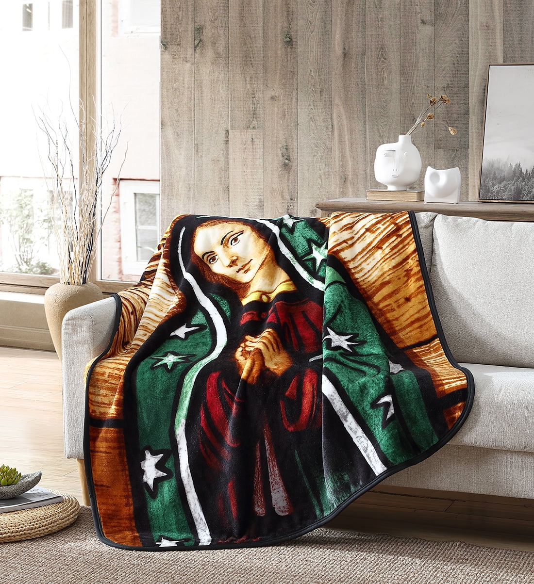 Wild Frontier Blessed Mary Green Throw Blanket, Plush Polyester, 50x60 ...