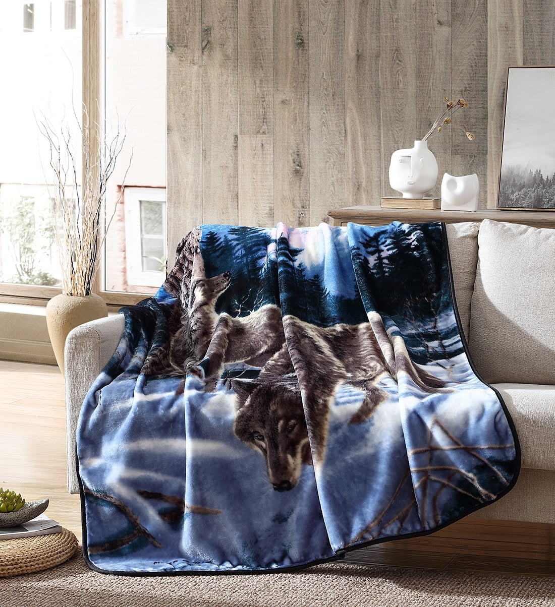 Wild Frontier Wolves Gray Polyester Throw, 50 in x 60 in - Walmart.com