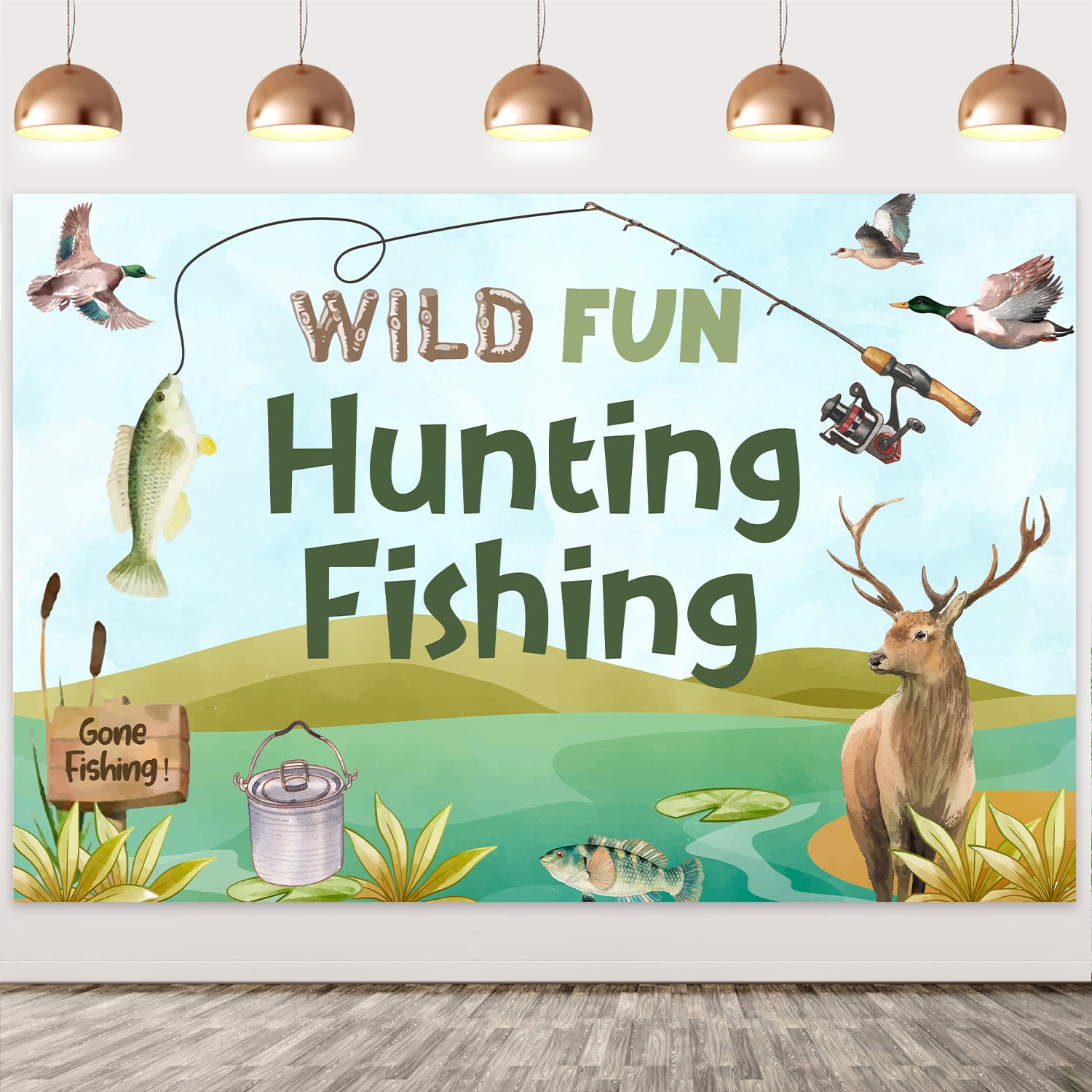 Wild Fun Hunting Fishing Backdrop，Hunting Fishing Birthday Party ...