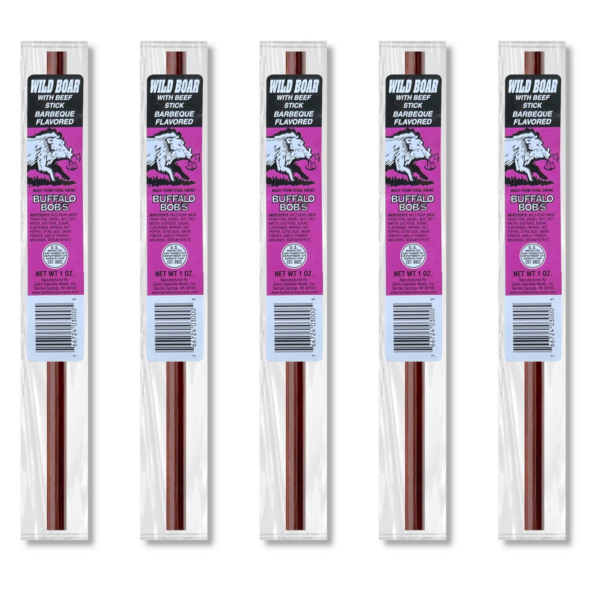Wild Game Beef Jerky- OIF8 Wild Boar BBQ Stick (5 Pack) - Walmart.com