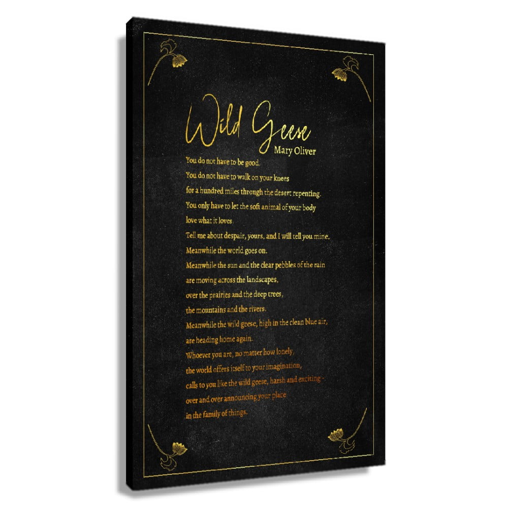 Wild Geese Poem 12x18 In Framed Wall Art, Black And Gold Poetry Poster ...