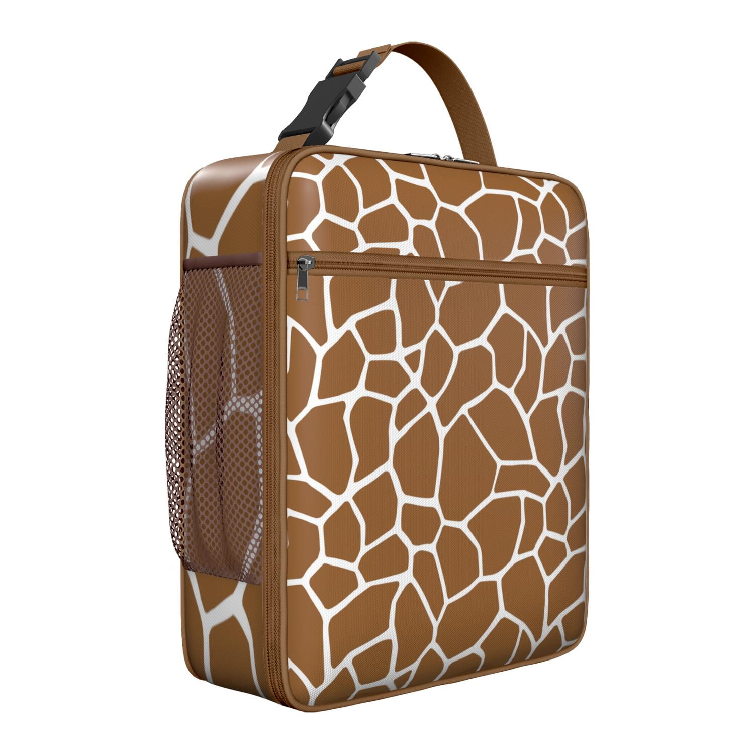 Wild Giraffe Lunch Box, Cartoon Giraffe Print with Rustic Brown Skin ...