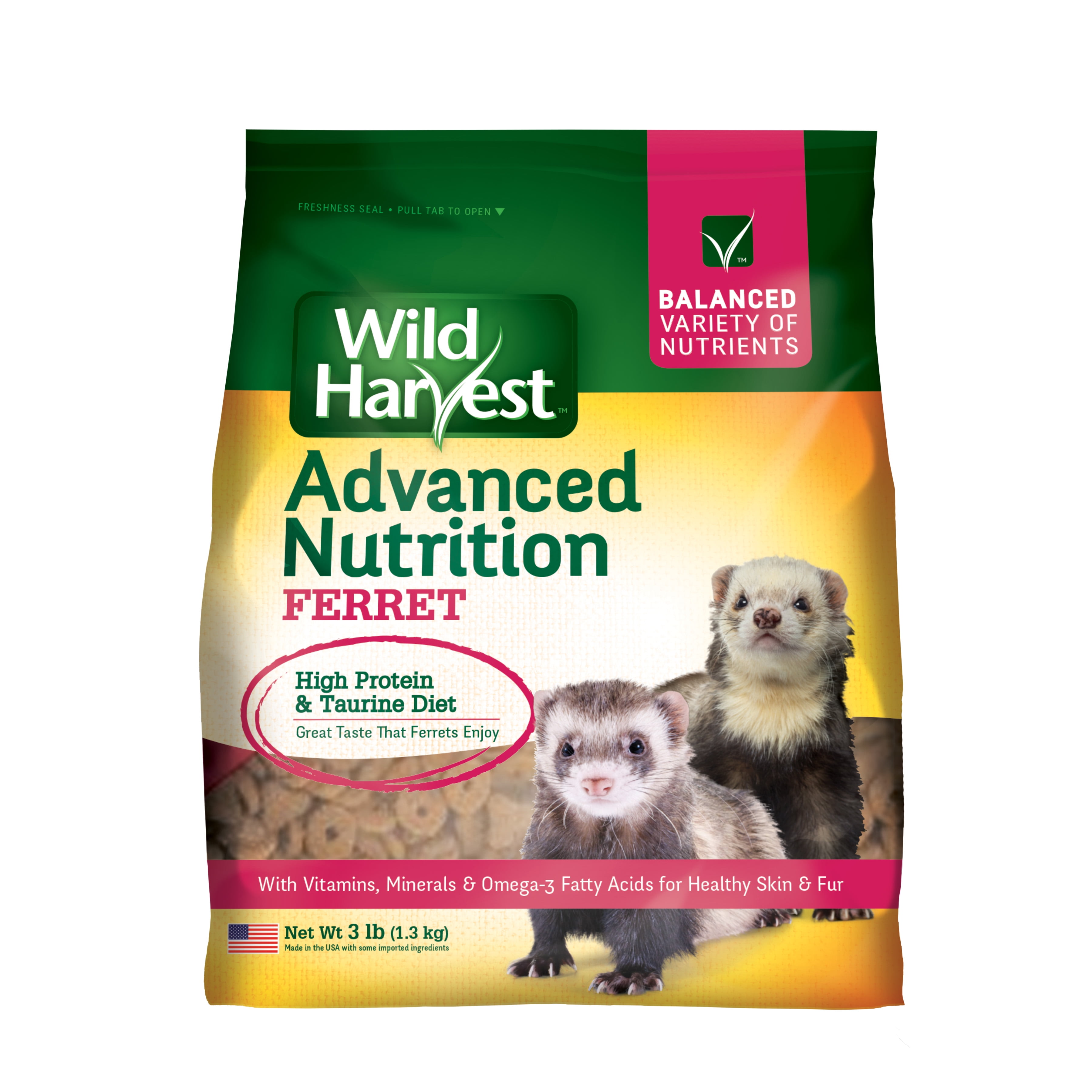 Wild Harvest Ferret Food 3 Pounds High Protein and Taurine Diet for ...
