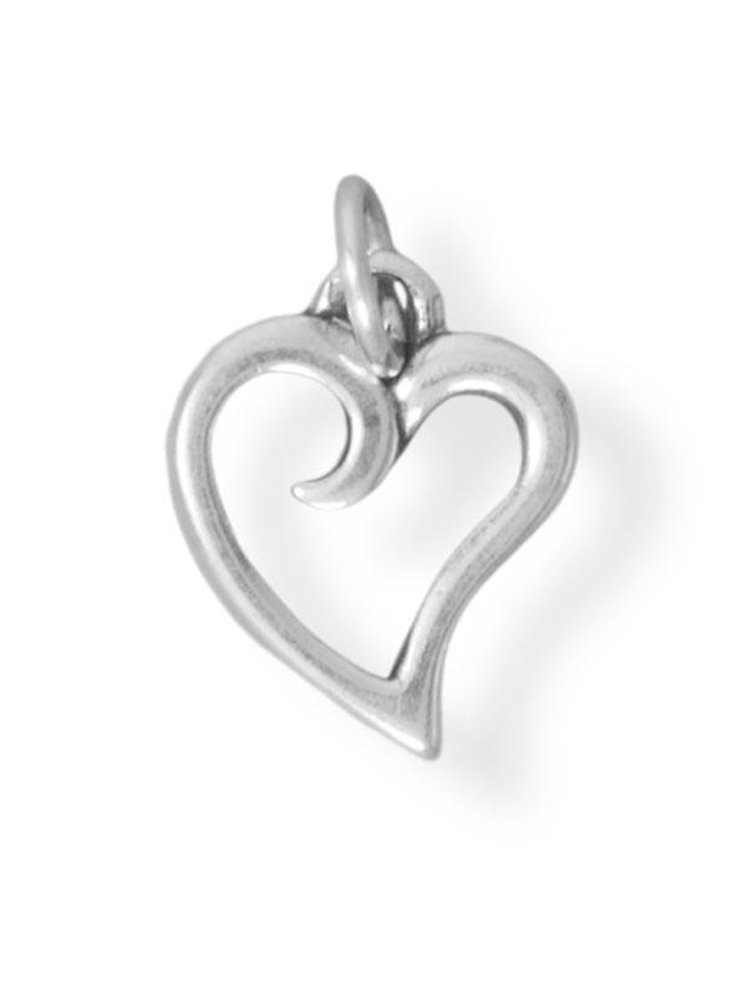 Wild Heart Charm Outline Stylized Sterling Silver - Walmart.com
