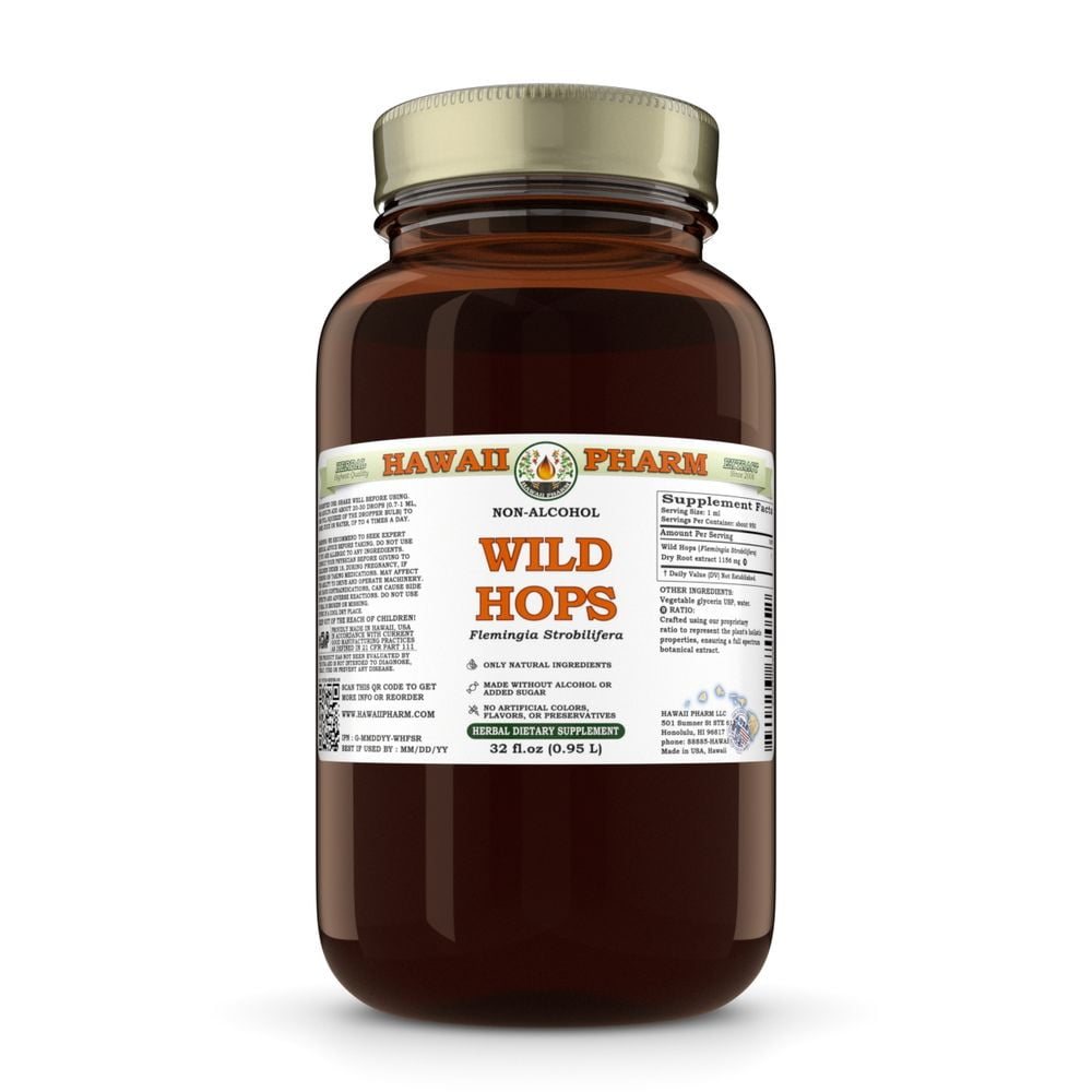 Wild Hops (Flemingia Strobilifera) Dry Root ALCOHOL-FREE Liquid Extract ...