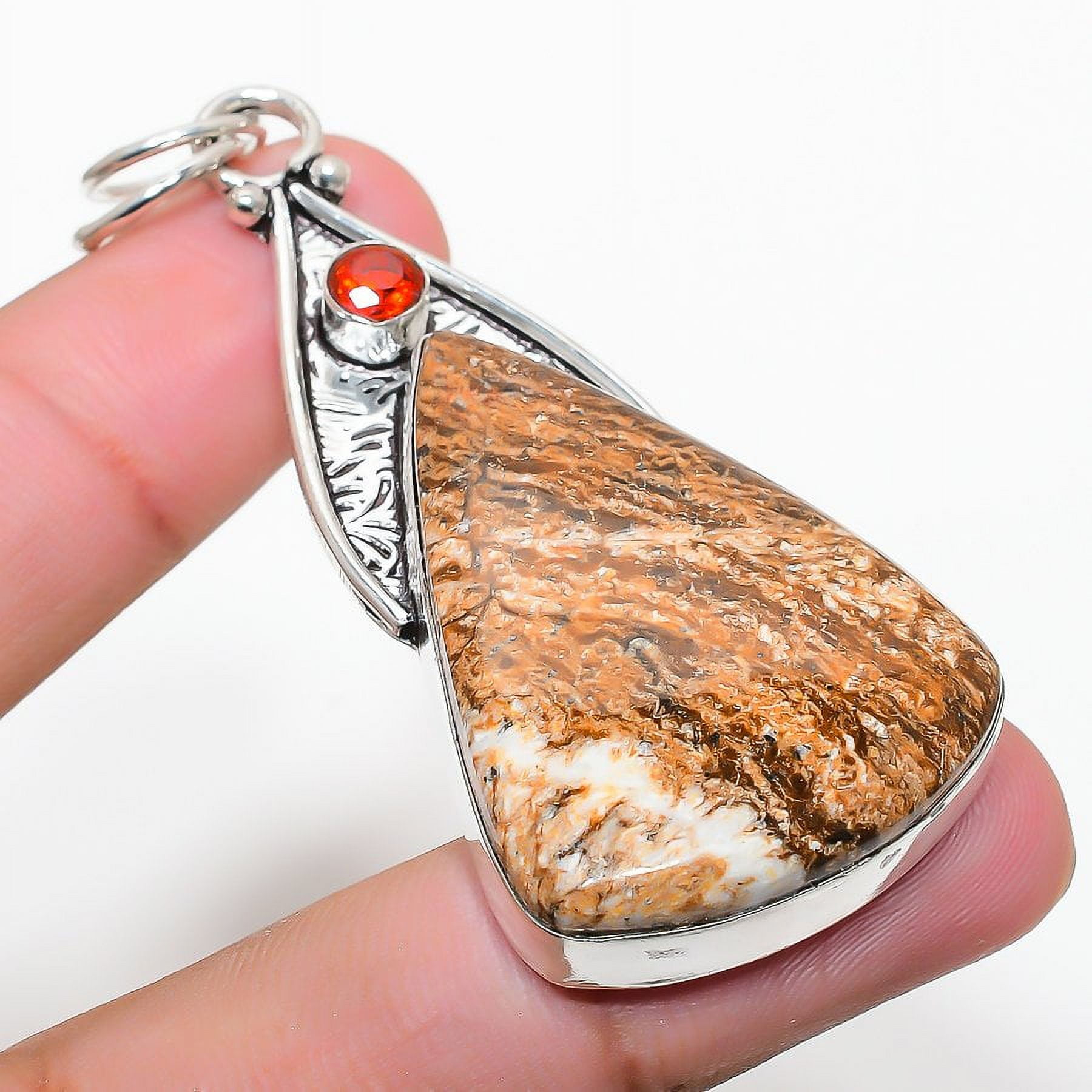 Natural Wild Horse, Garnet Gemstone 925 Sterling Silver Pendant 2.68 ...