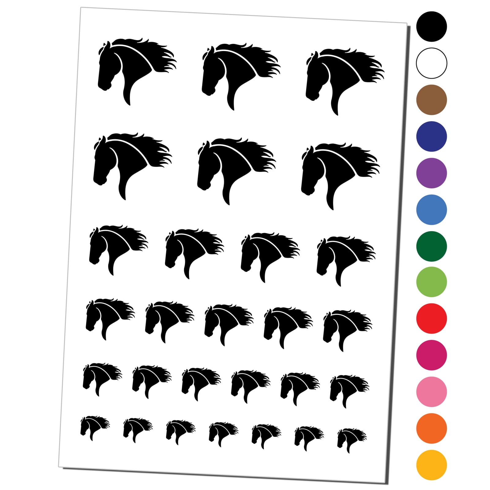 Wild Horse Head Mane Blowing Water Resistant Temporary Tattoo Set Fake ...