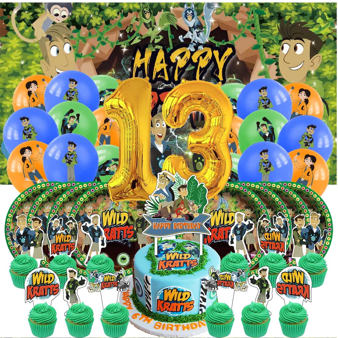 Wild Kratts Balloons Party Supplies 13th Decor Tableware Birthday Cake ...