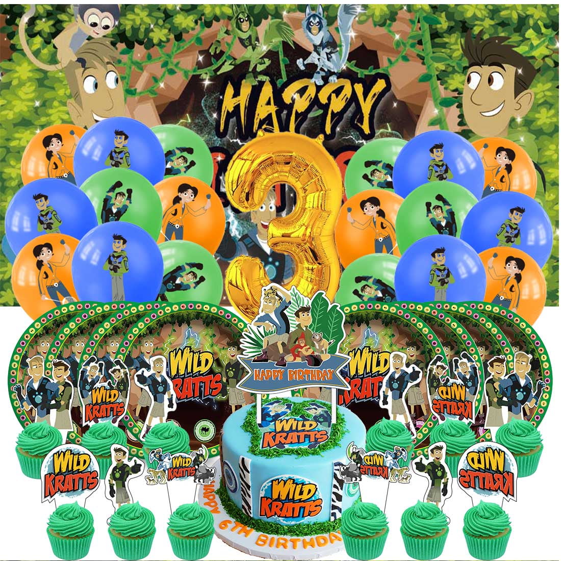 Wild Kratts Balloons Party Supplies 3rd Decor Tableware Birthday Cake ...