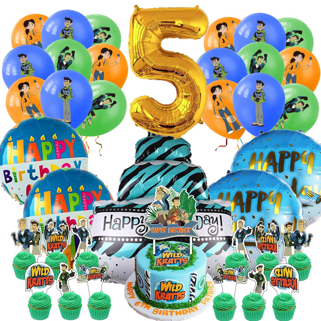 Wild Kratts Party Supplies 5th Decor Kit Balloons Birthday Cake Topper ...