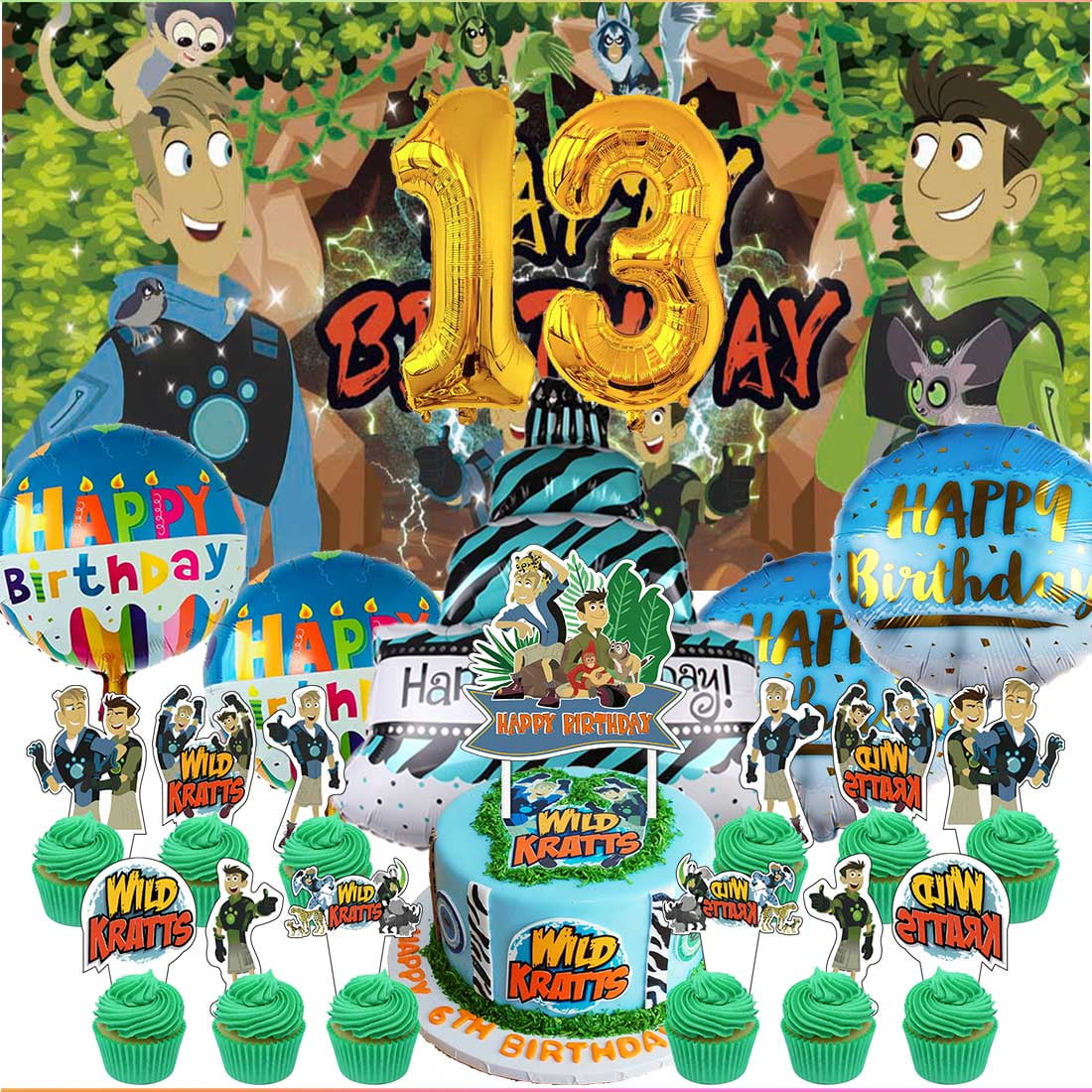 Wild Kratts Party Supplies Decor 13th Kit Balloons Birthday Cake Topper ...