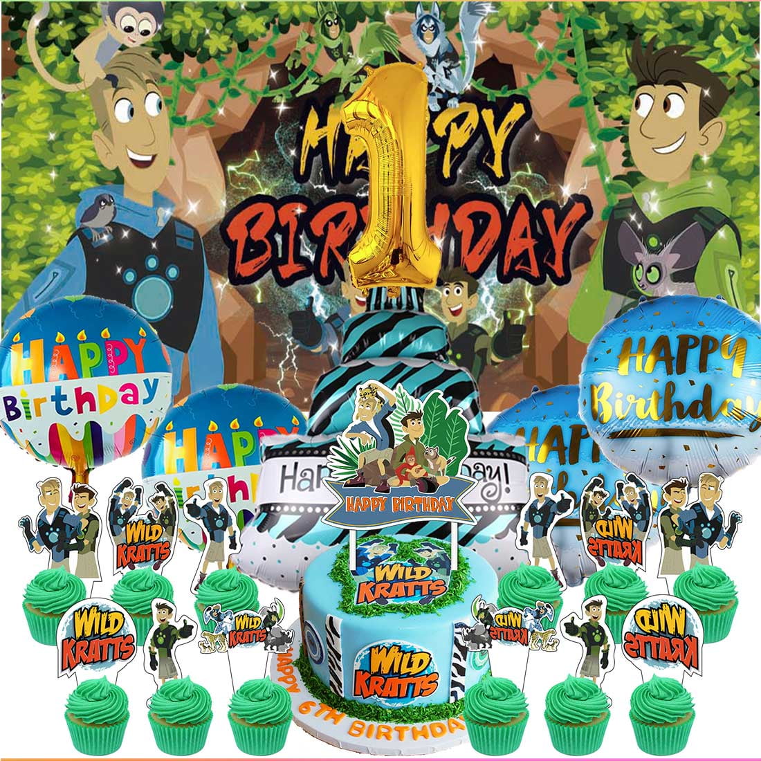 Wild Kratts Party Supplies Decor 1st Kit Balloons Birthday Cake Topper ...